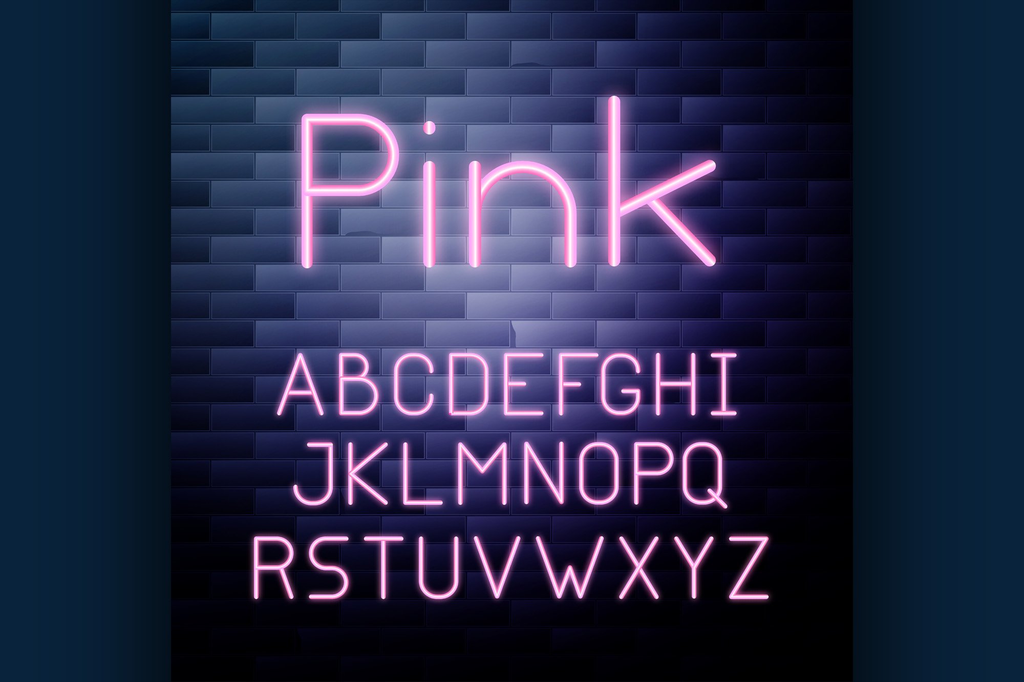 Pink Glowing neon alphabet (759690) | Illustrations | Design Bundles