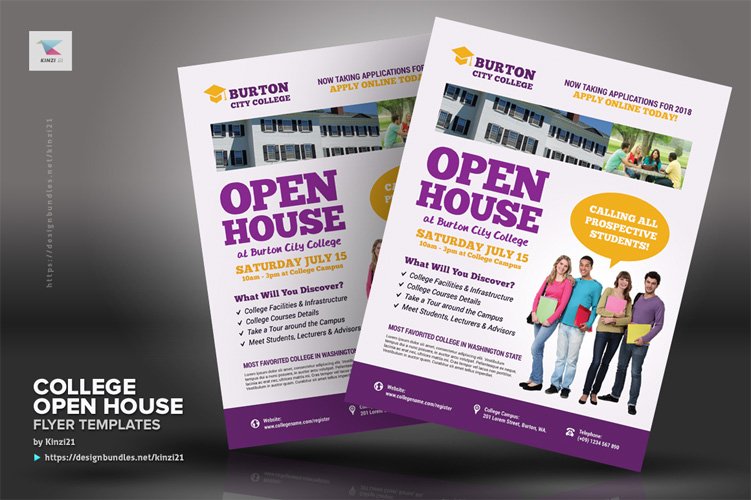 College Open House Flyer Templates (235773) | Flyers | Design Bundles