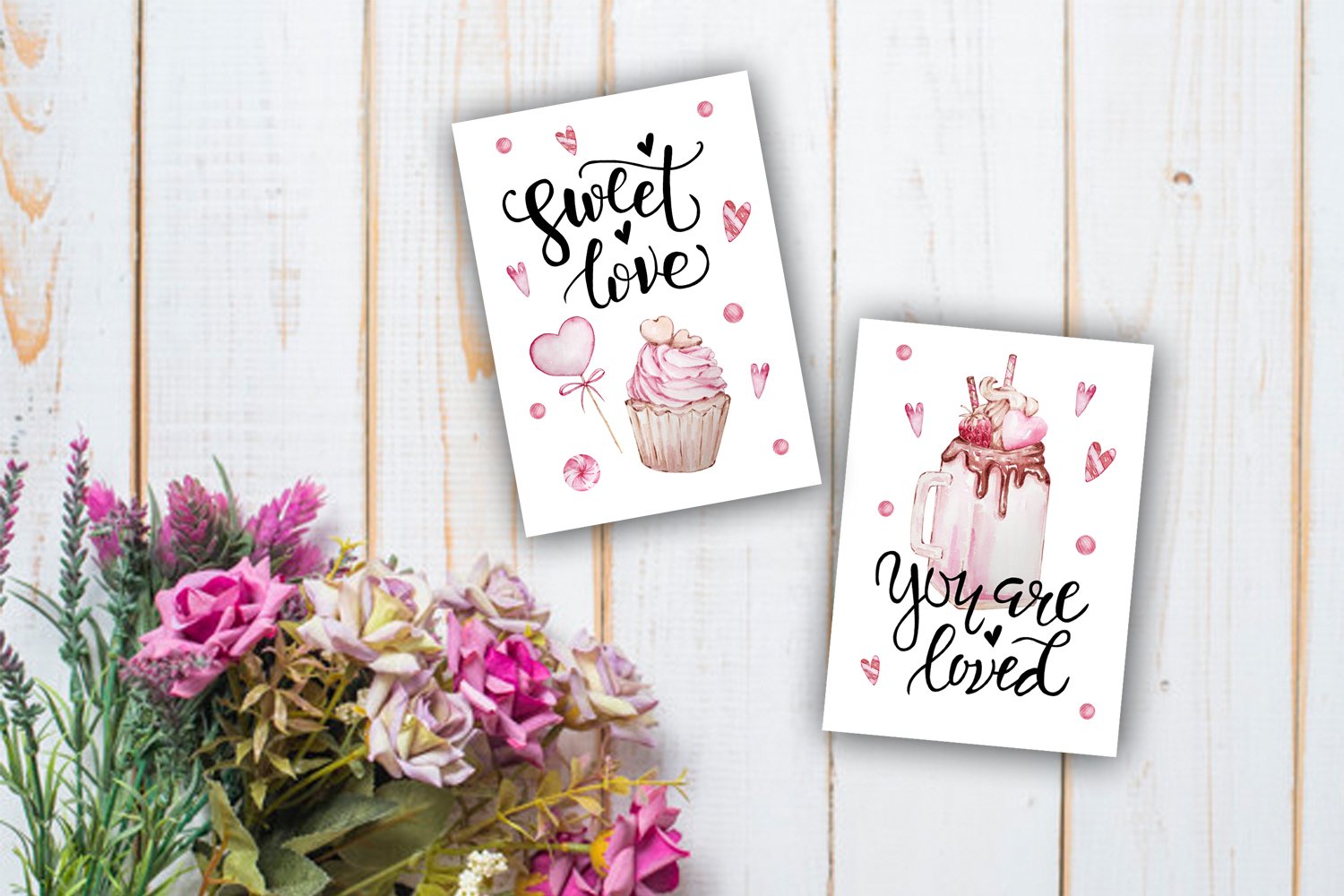 Printable Watercolor Valentines Day Card (1155504) | Other | Design Bundles