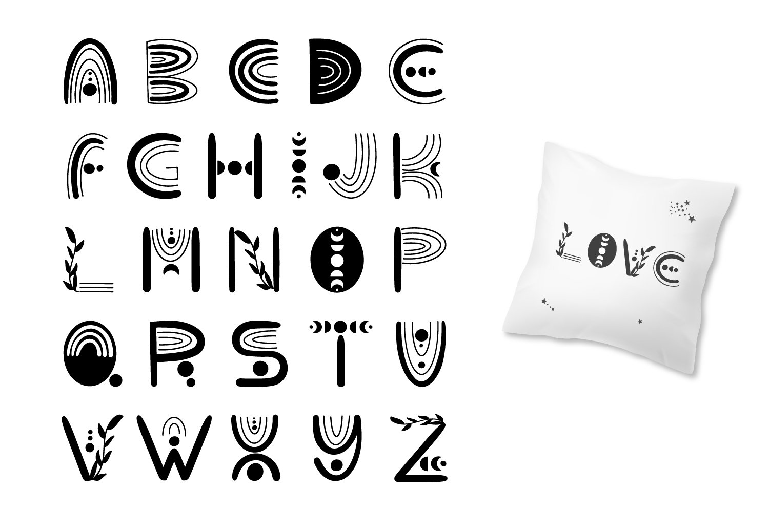 Boho Rainbow Alphabet Clipart, Boho Nursery Letter set, SVG (1053064 ...