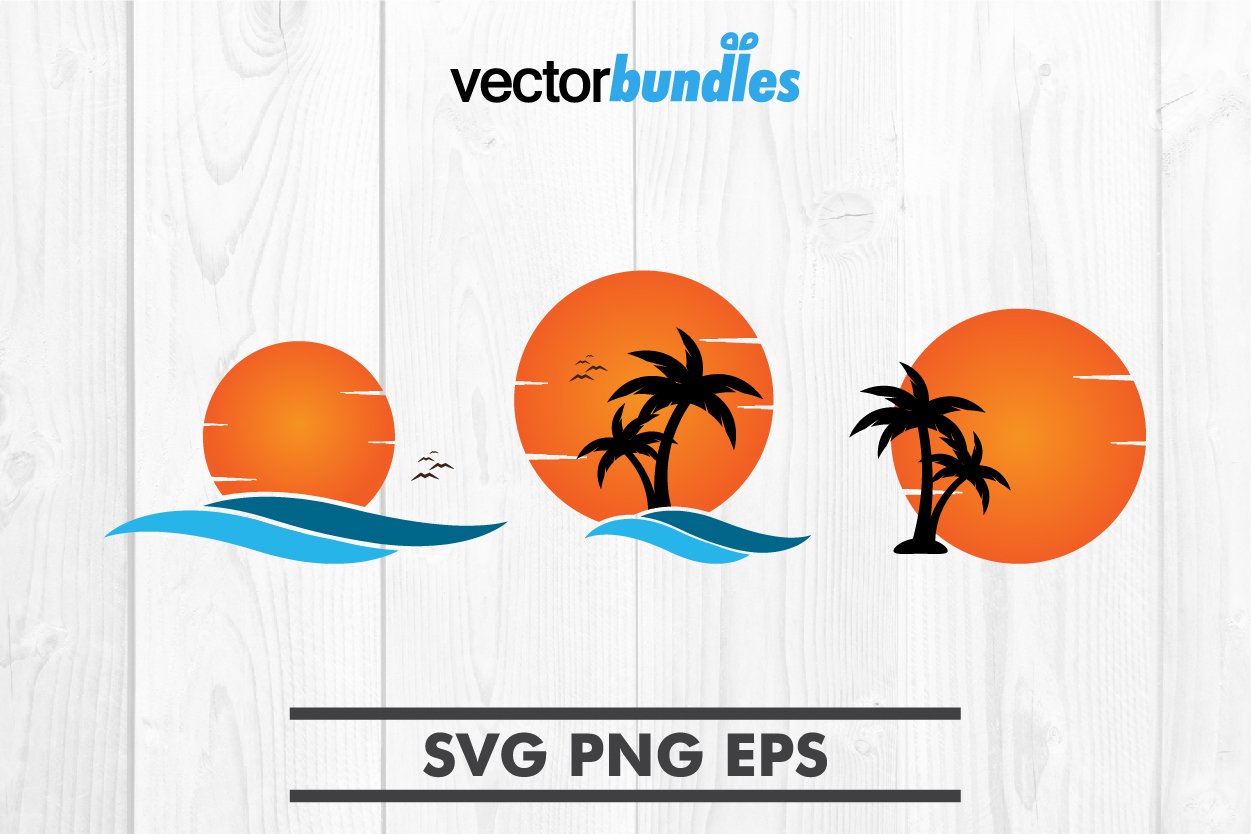Palm tree sunset clip art svg (373226) | SVGs | Design Bundles