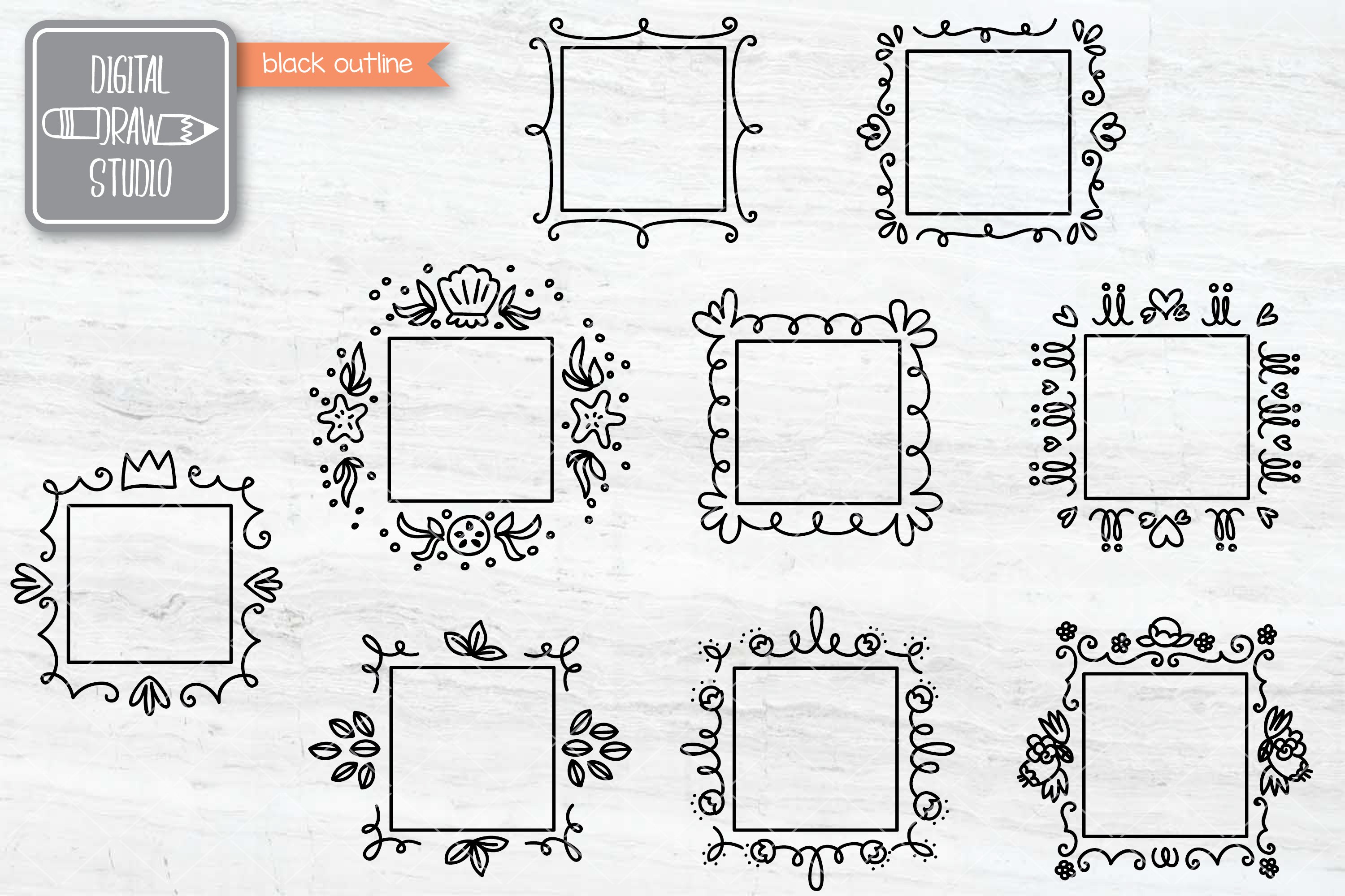 Square Frame | Hand Drawn Border | Decorative Monogram (977802 ...