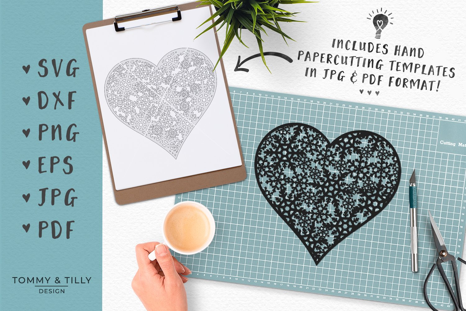 Snowflake Heart - SVG EPS DXF PNG PDF JPG Cut File (120855) | SVGs ...