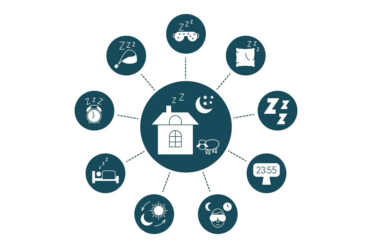 Relax and night rest vector signs. Sleeping icons concept (900373 ...