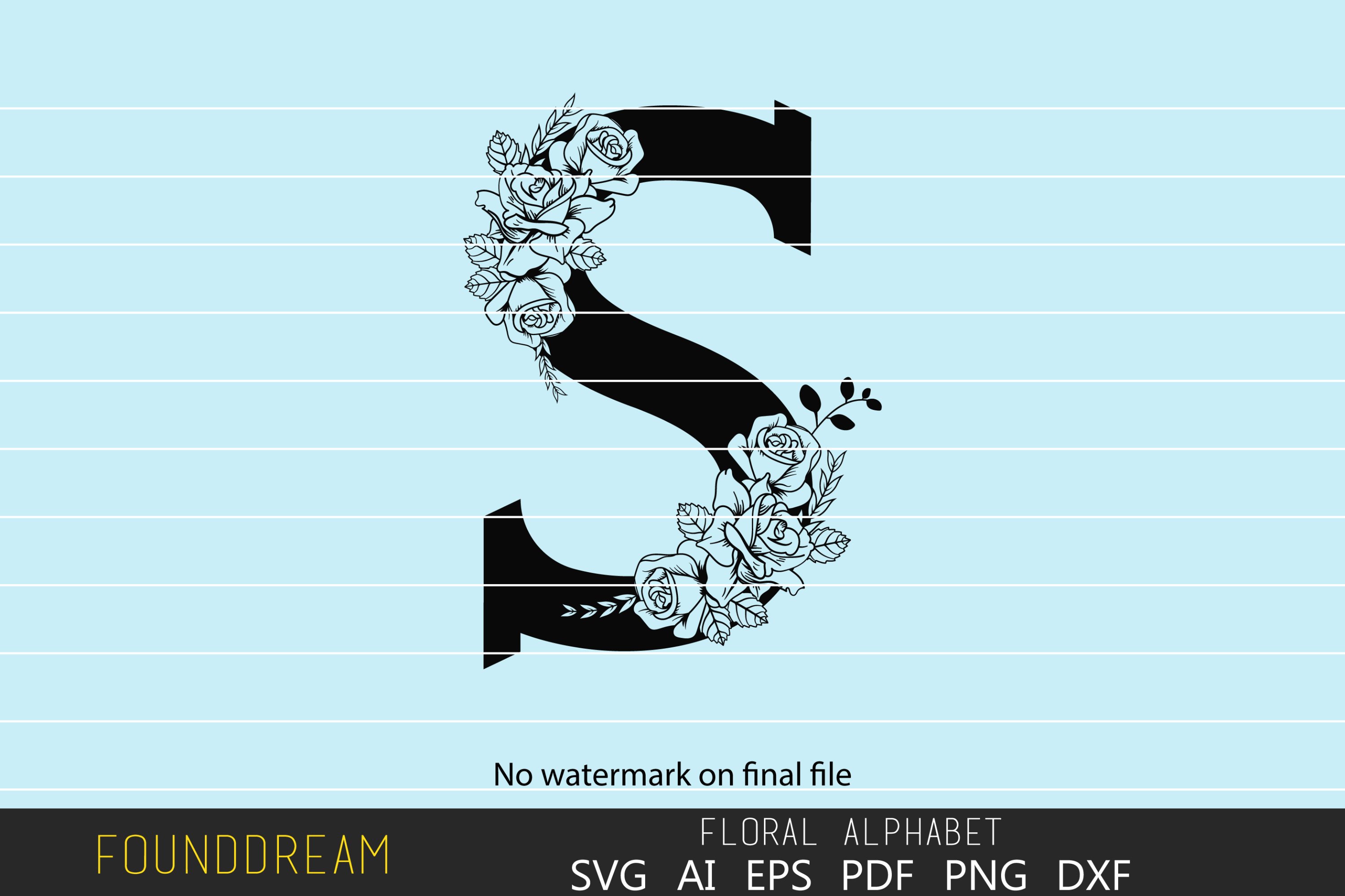 Floral Alphabet, S Letter (581921) | Cut Files | Design Bundles