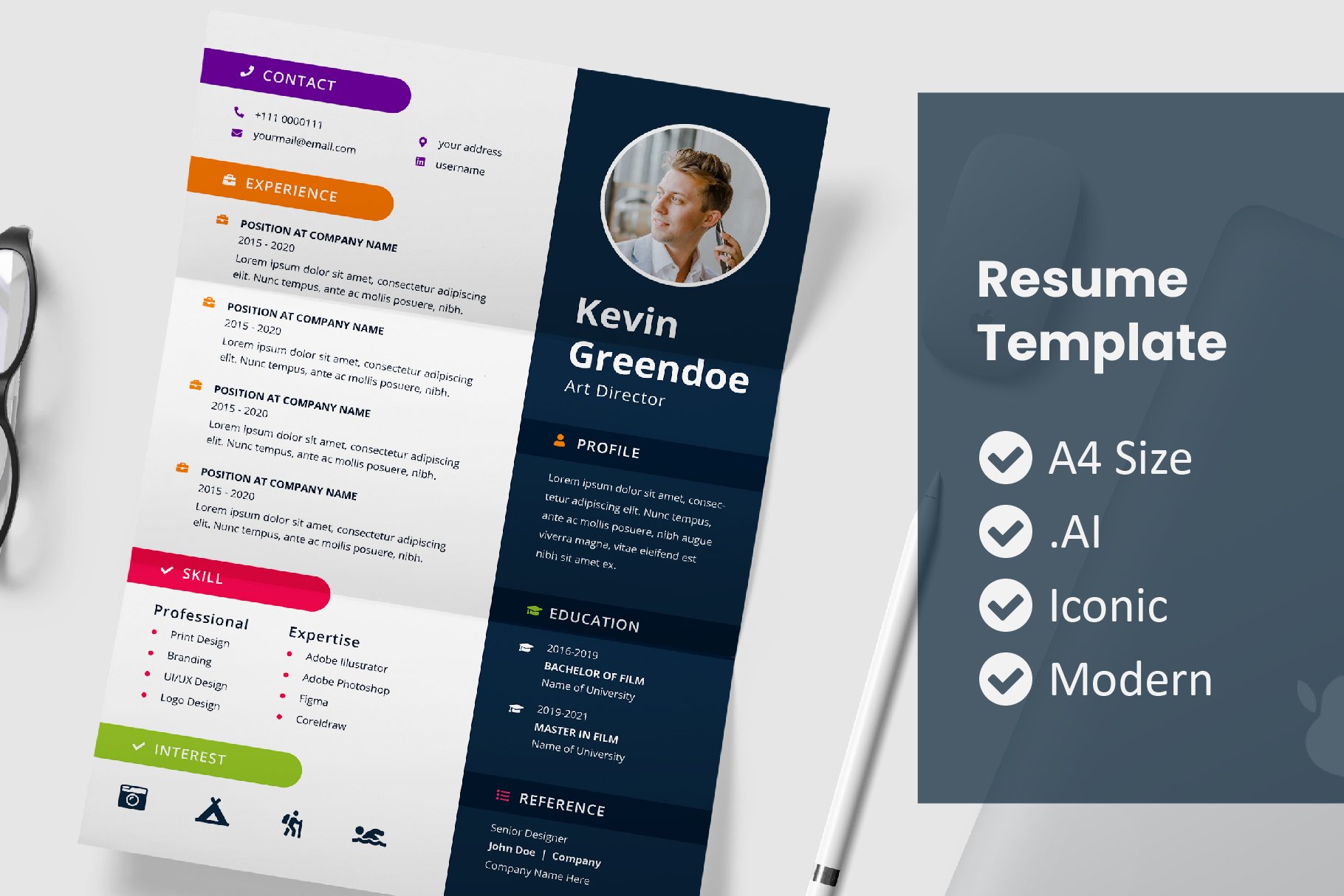 Right Photo Resume Template (1331732) | Resume Templates | Design Bundles