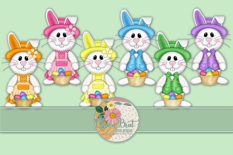 Easter Bunnies Clip Art Bundle