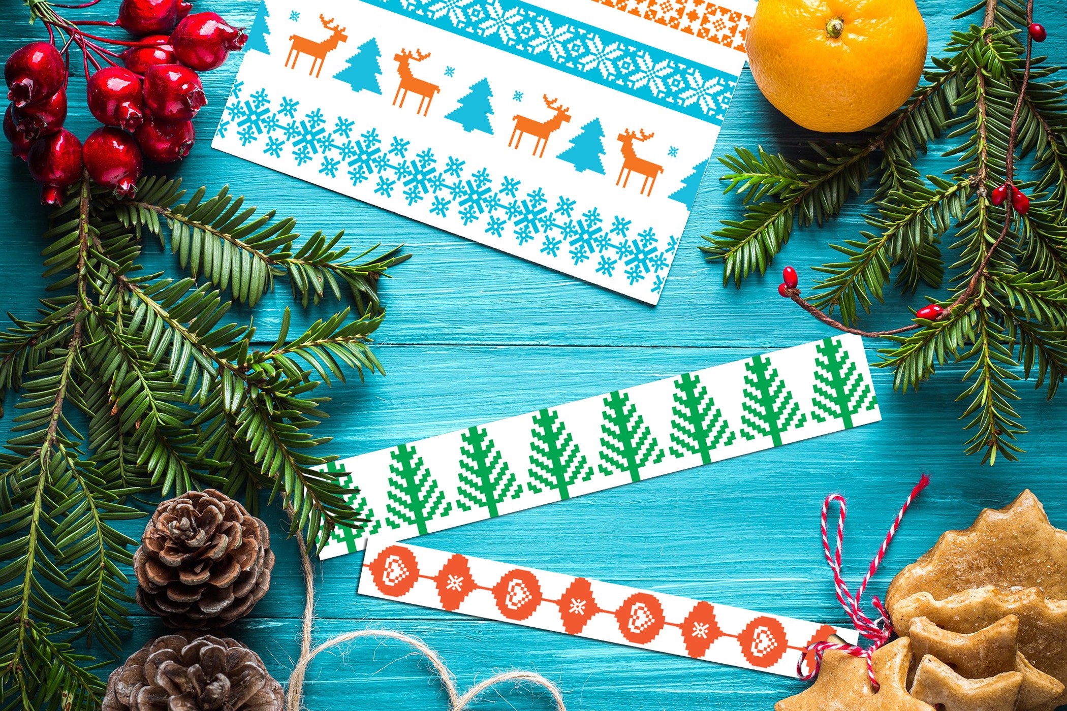 26 Christmas Sweater Borders, SVG Cutting Files, Clipart Set (1015711 ...