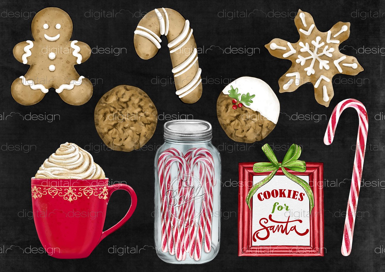 Cookies for Santa - Clipart (367054) | Illustrations | Design Bundles