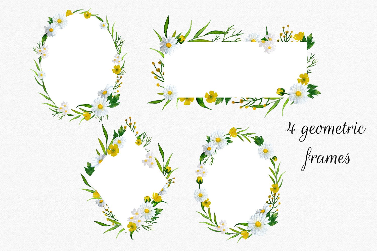 Meadow flowers watercolor clipart, bouquets and frames (577336 ...