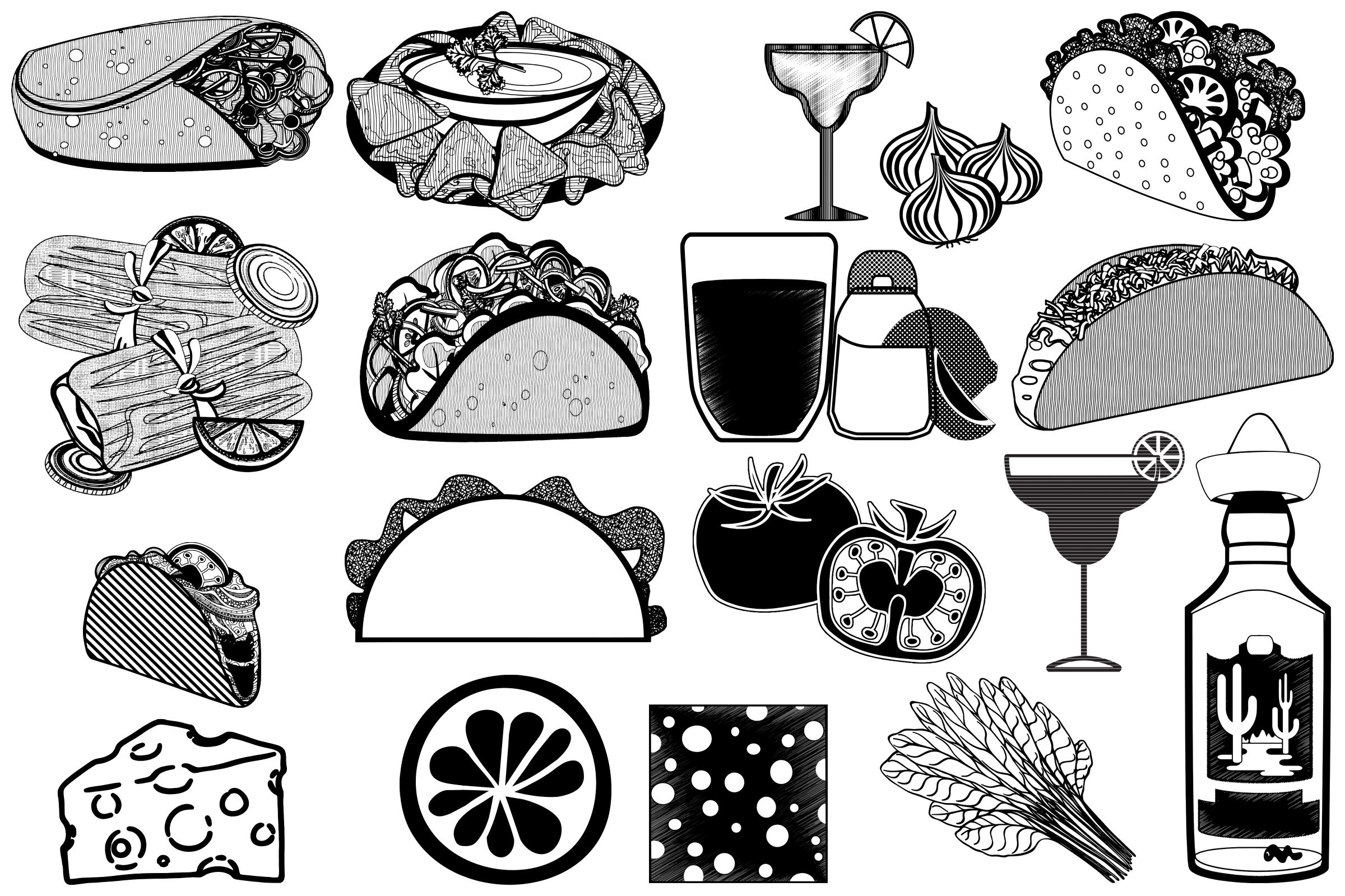 Mexican Fiesta Food Doodles AI EPS PNG (259162) | Illustrations ...