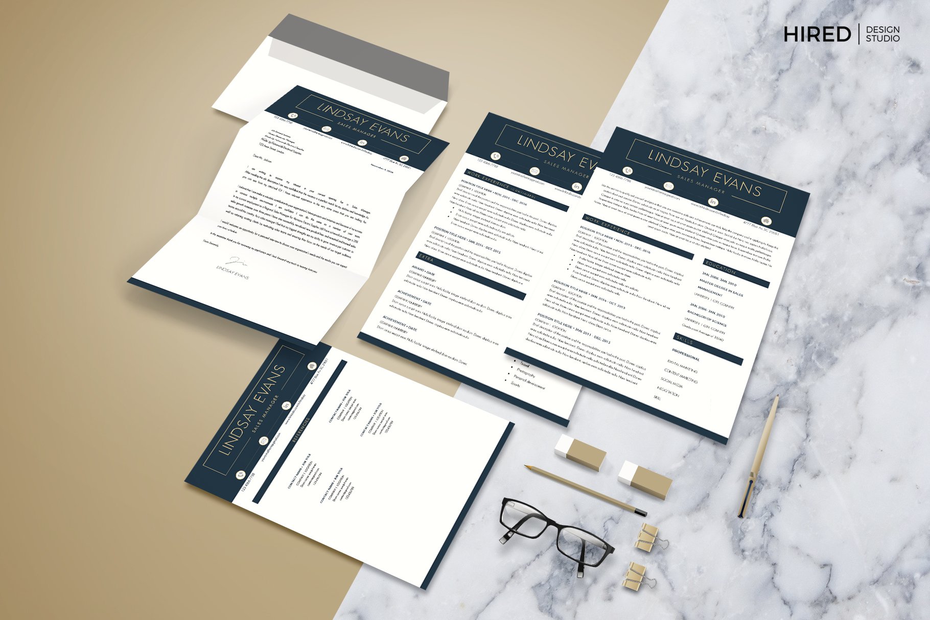Professional Resume Template Bundle, Cover Letter, Reference (560620 ...