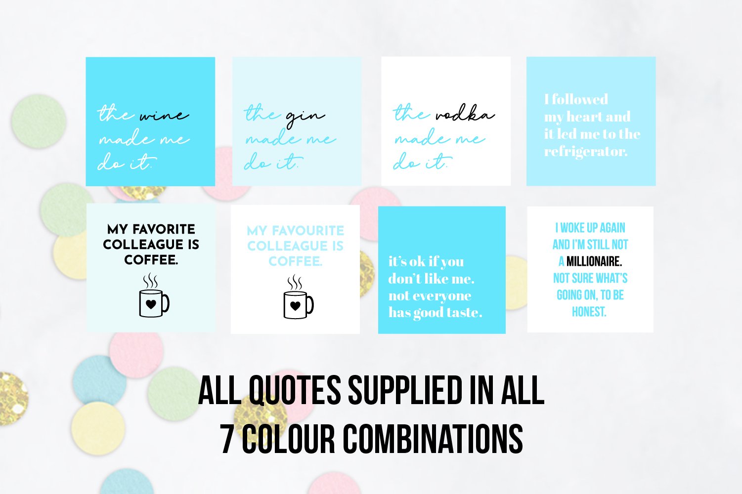 100 x Blue Social Media Quotes Bundle (521910) | Instagram | Design Bundles