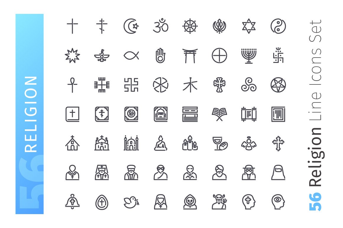 Religion Line Icons Set (34147) | Icons | Design Bundles