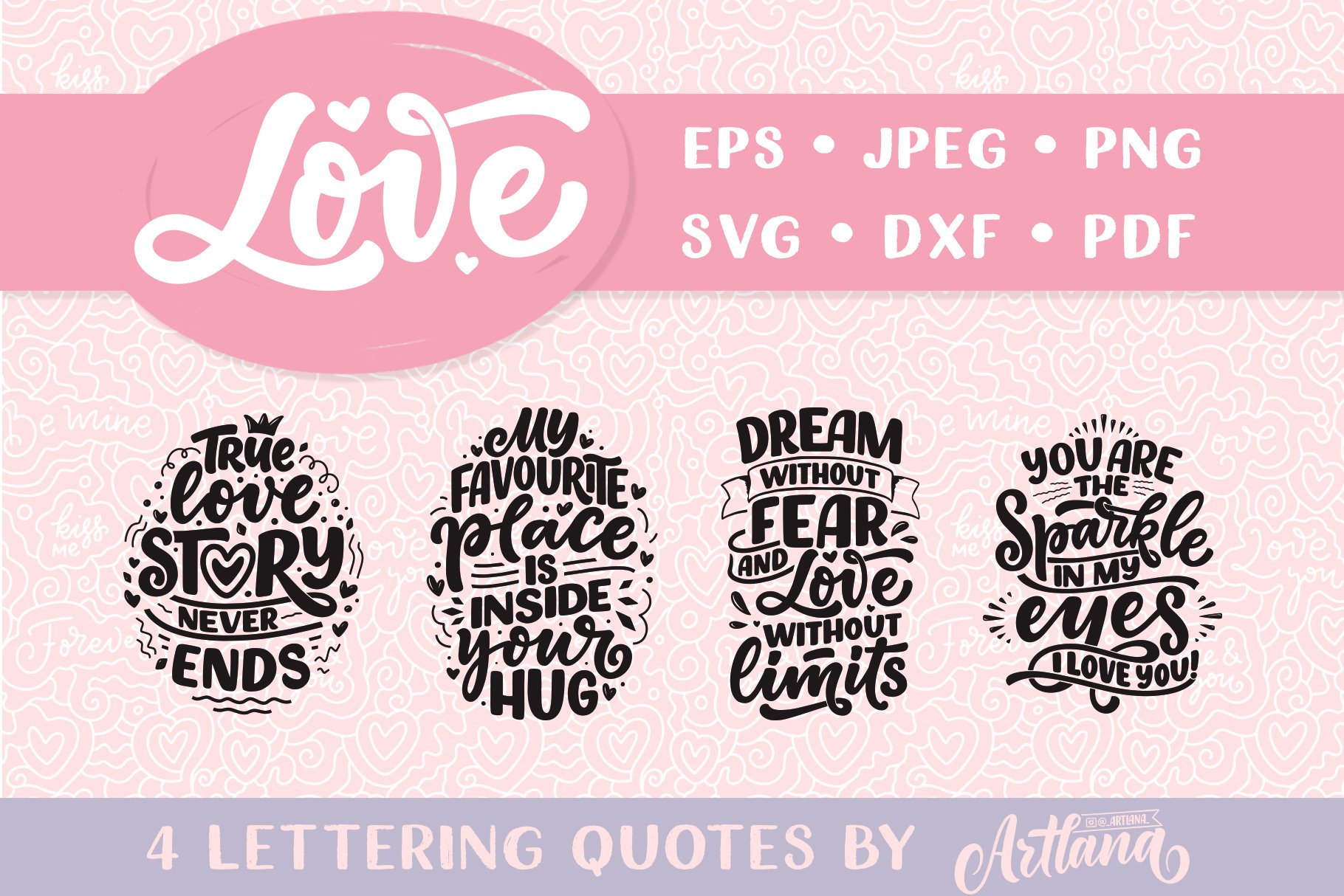 Lettering Quotes about Love SVG (1152935) | SVGs | Design Bundles