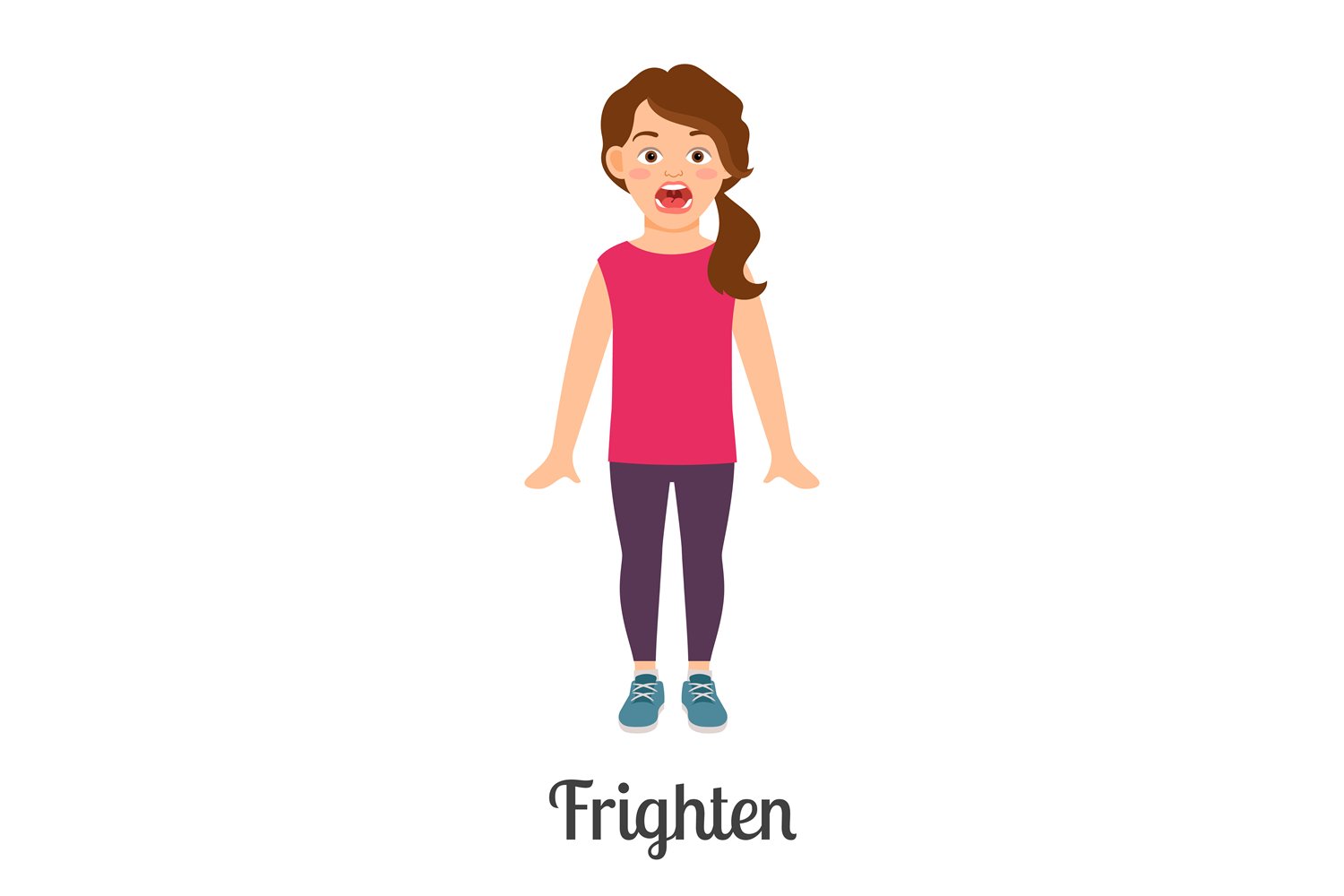 Cartoon little frighten girl (860796) | Illustrations | Design Bundles
