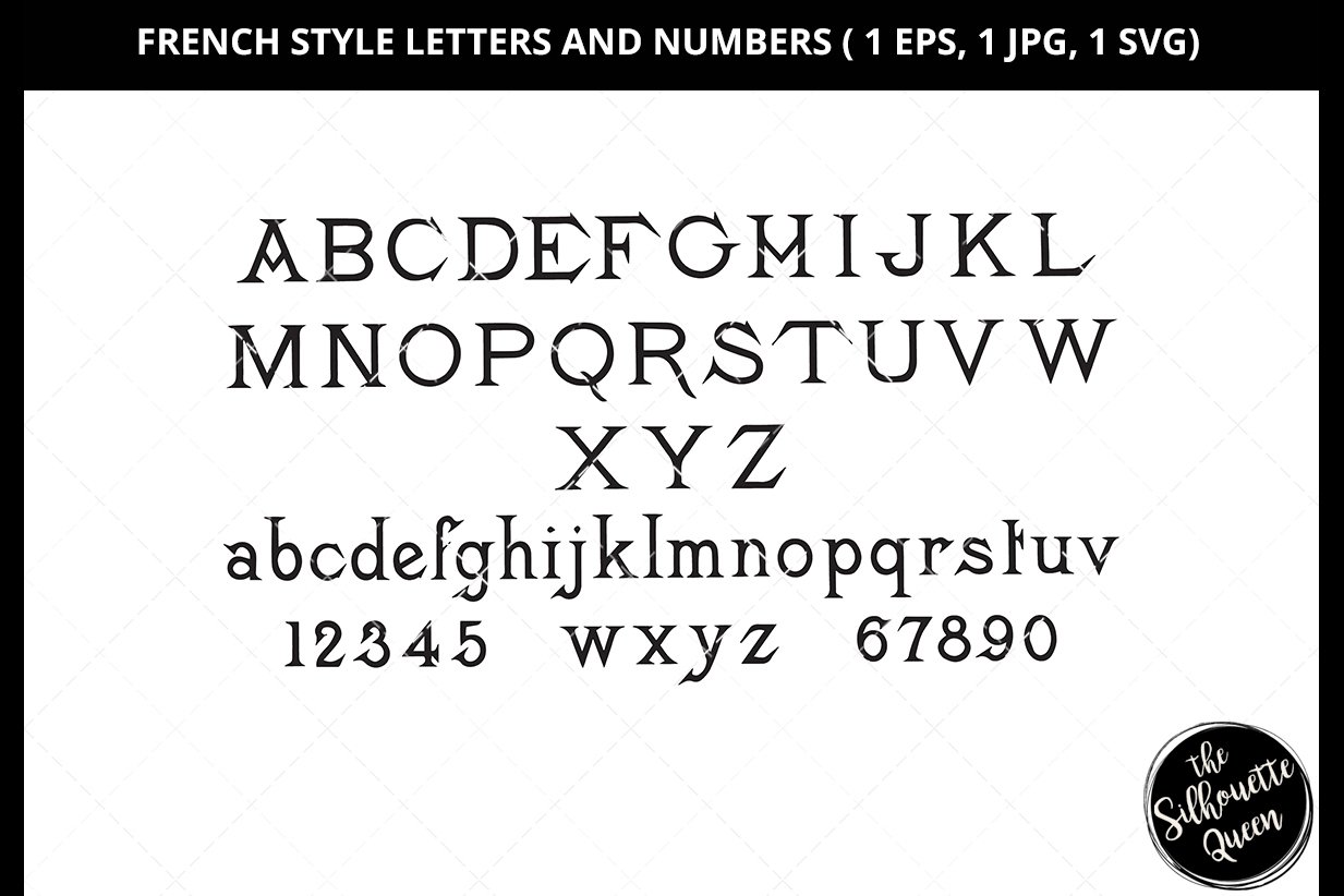 French Style Letters and Numbers Svg Cut File (1178018) | SVGs | Design ...