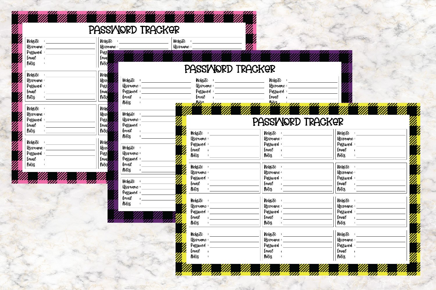 Password Tracker Buffalo Pattern Digital Planners