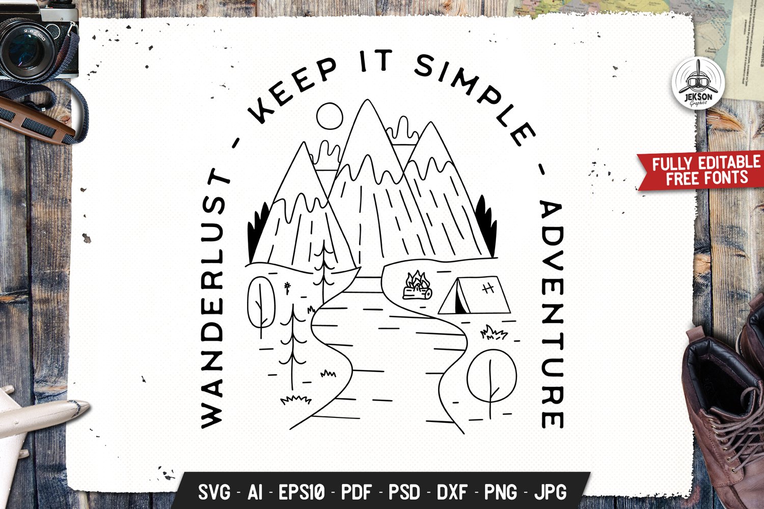 Keep It Simple Vector Adventure Badge Retro Graphic SVG (552505 ...