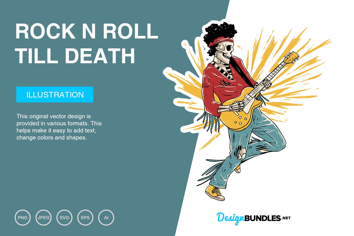 Rock n Roll Till Death Vector Illustration