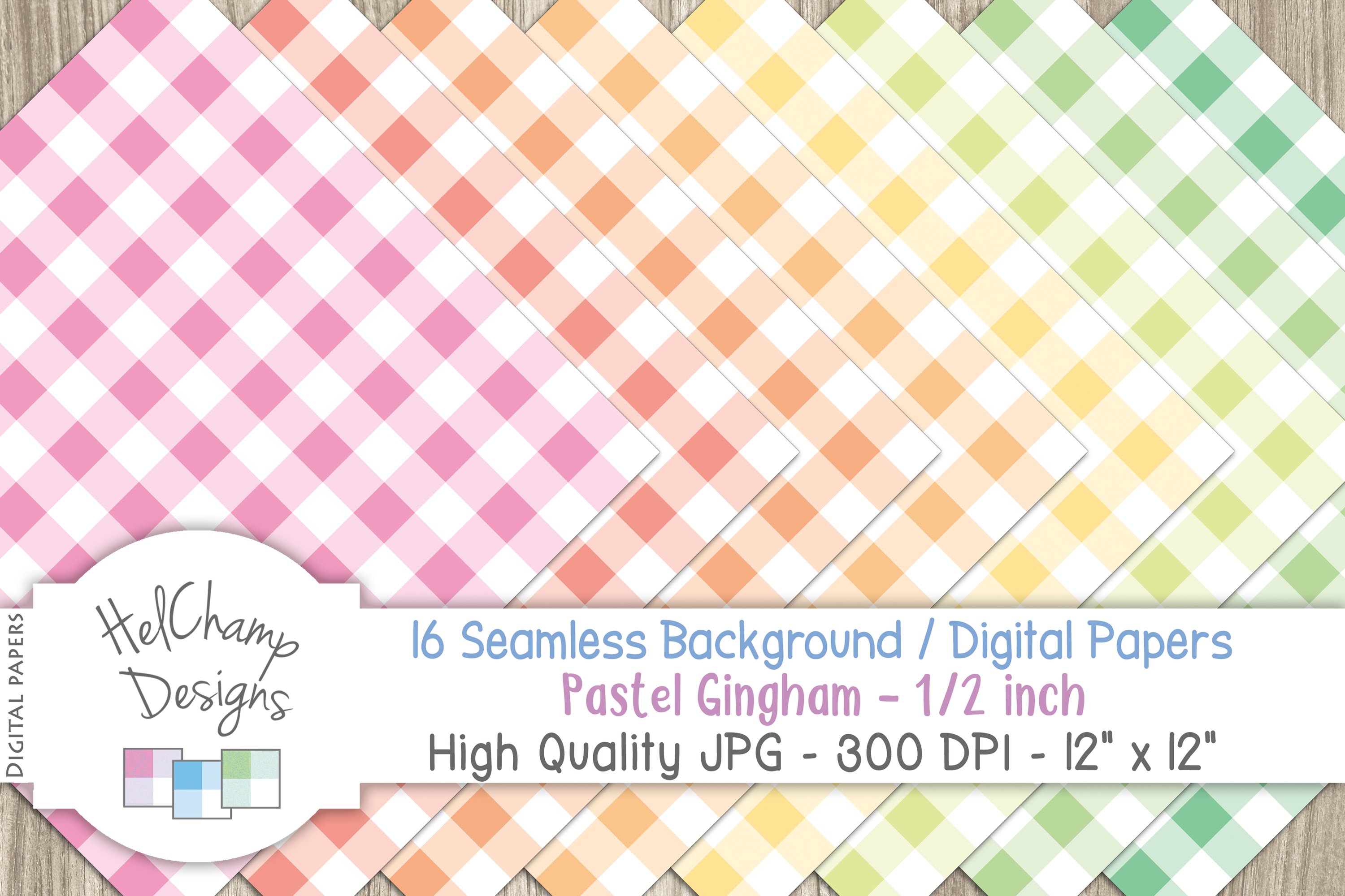 48 seamless Digital Papers - Pastel Gingham serie - DB001 (379904 ...