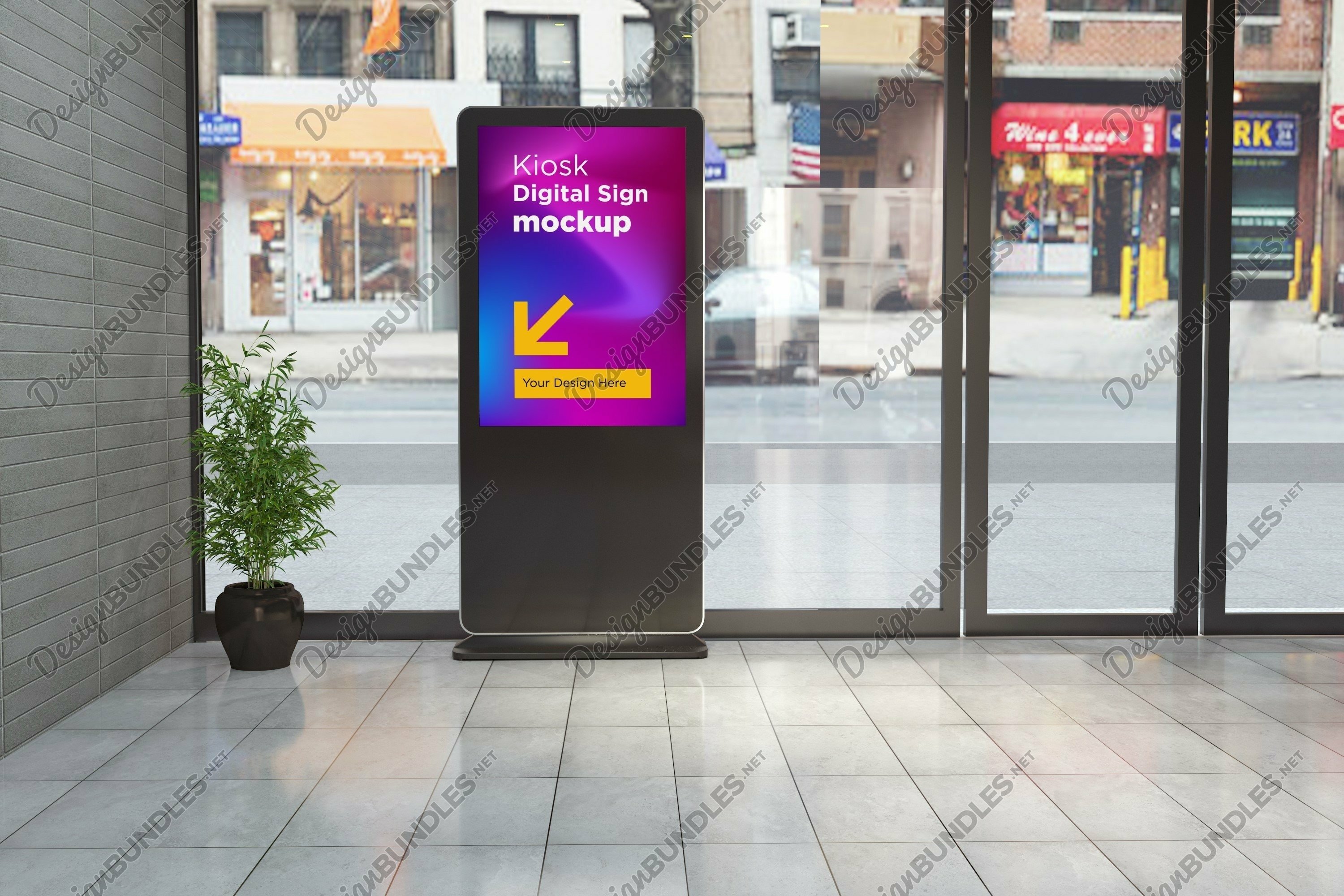 Kiosk Digital Sign Mockup (1459410) | Signage | Design Bundles