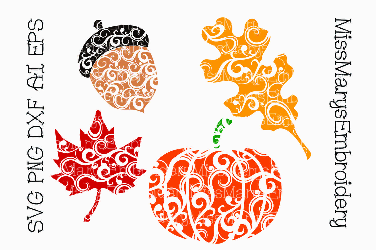 Fall Swirls SVG Cutting File PNG DXF AI EPS (123266) | SVGs | Design ...