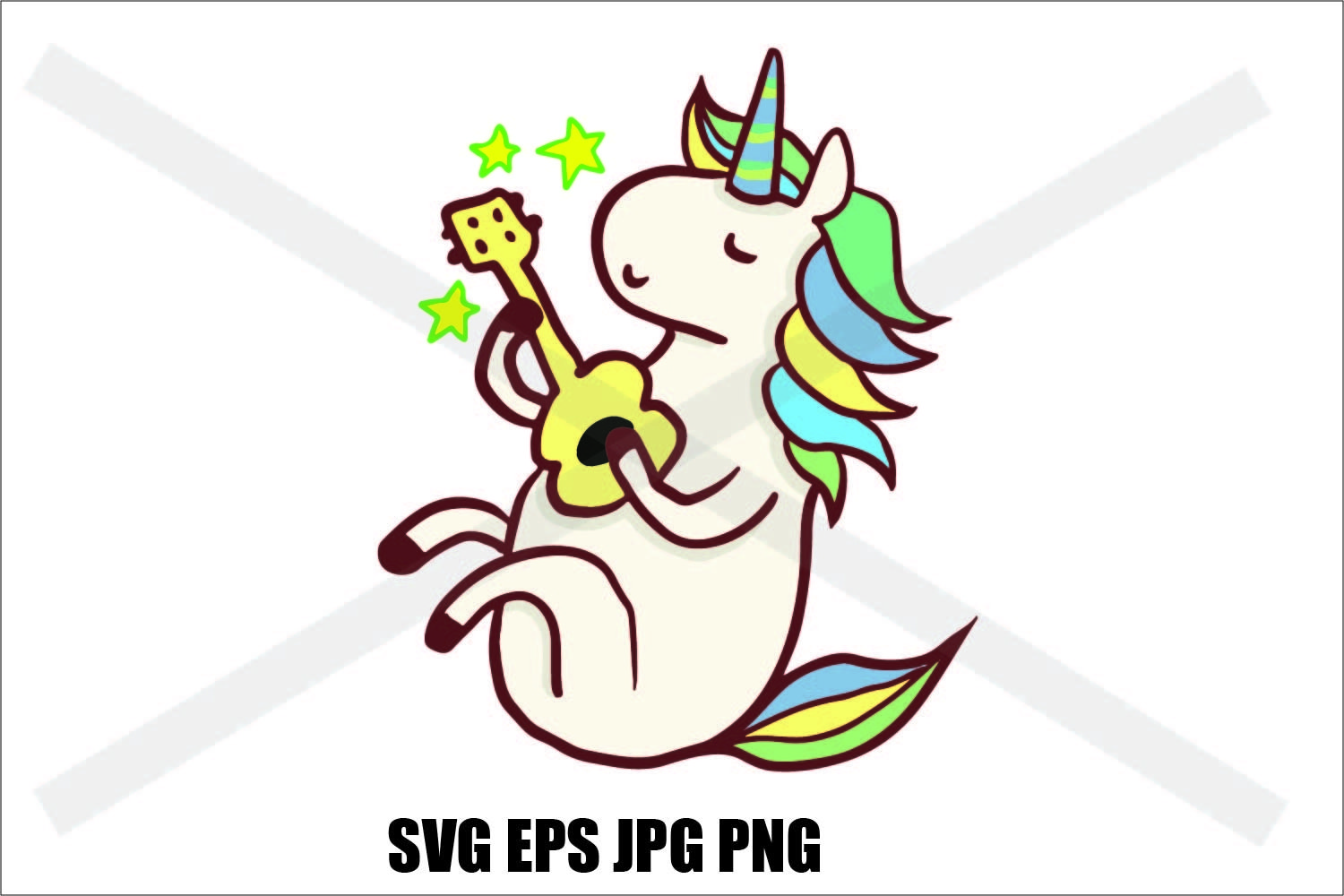 Unicorn playing ukulele- SVG EPS JPG PNG (385951) | Illustrations ...