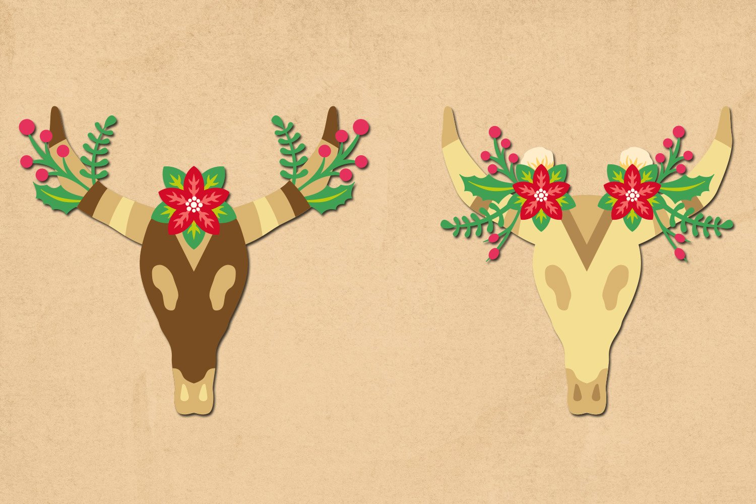 Boho Christmas Illustration Clip Art