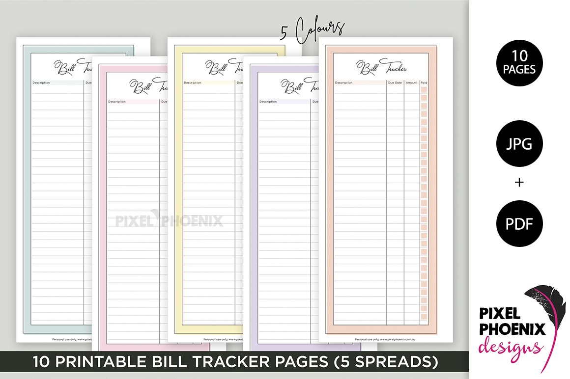 Printable Bill Tracker, Planner Inserts, Payment Organizer (1044156 ...