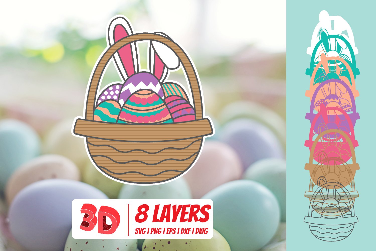 3D Easter Bucket SVG Cut File | Easter Mandala | Layered (1176552 ...