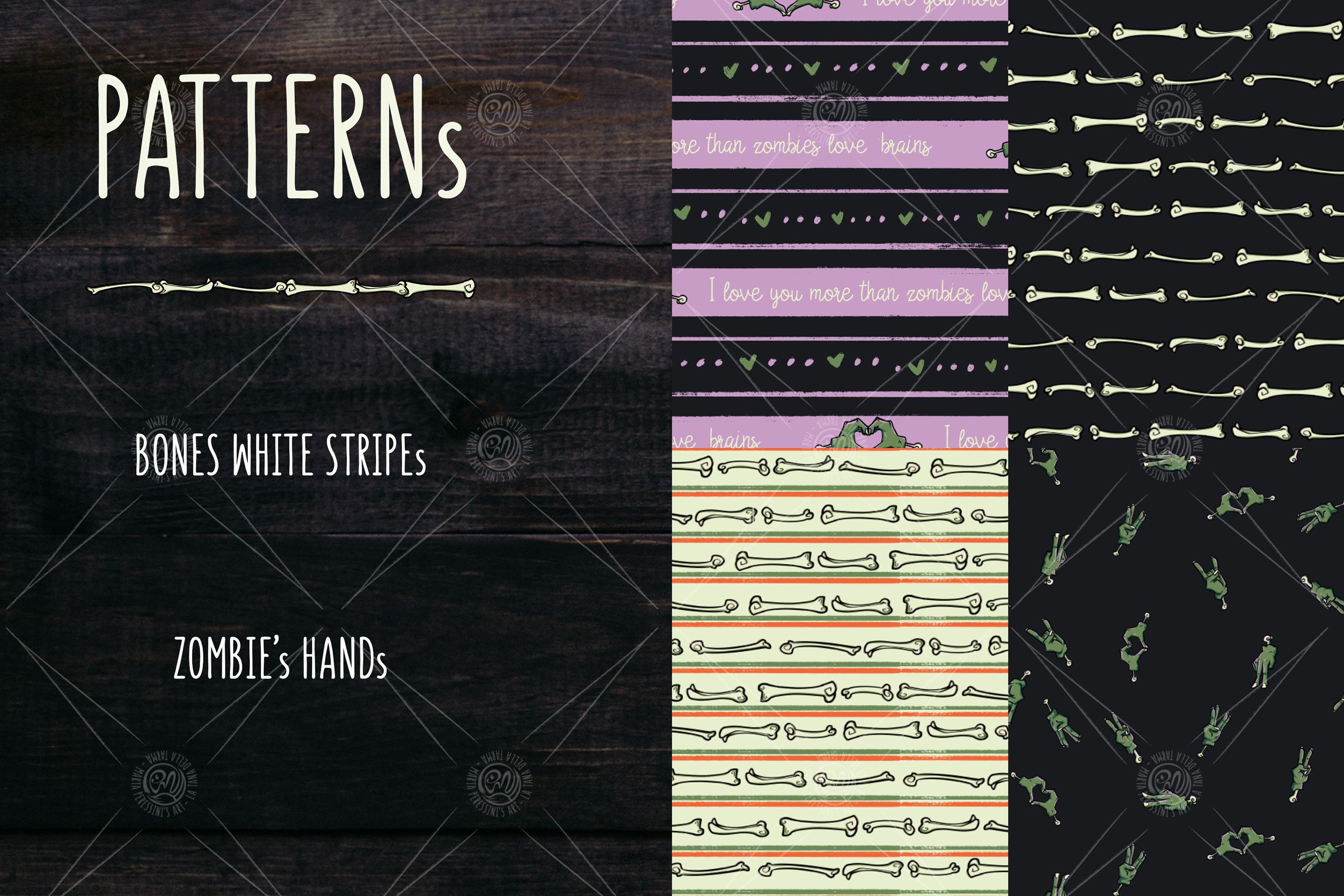 ZOMBIEs & BONEs - Illustrations and Patterns (353856) | Illustrations ...
