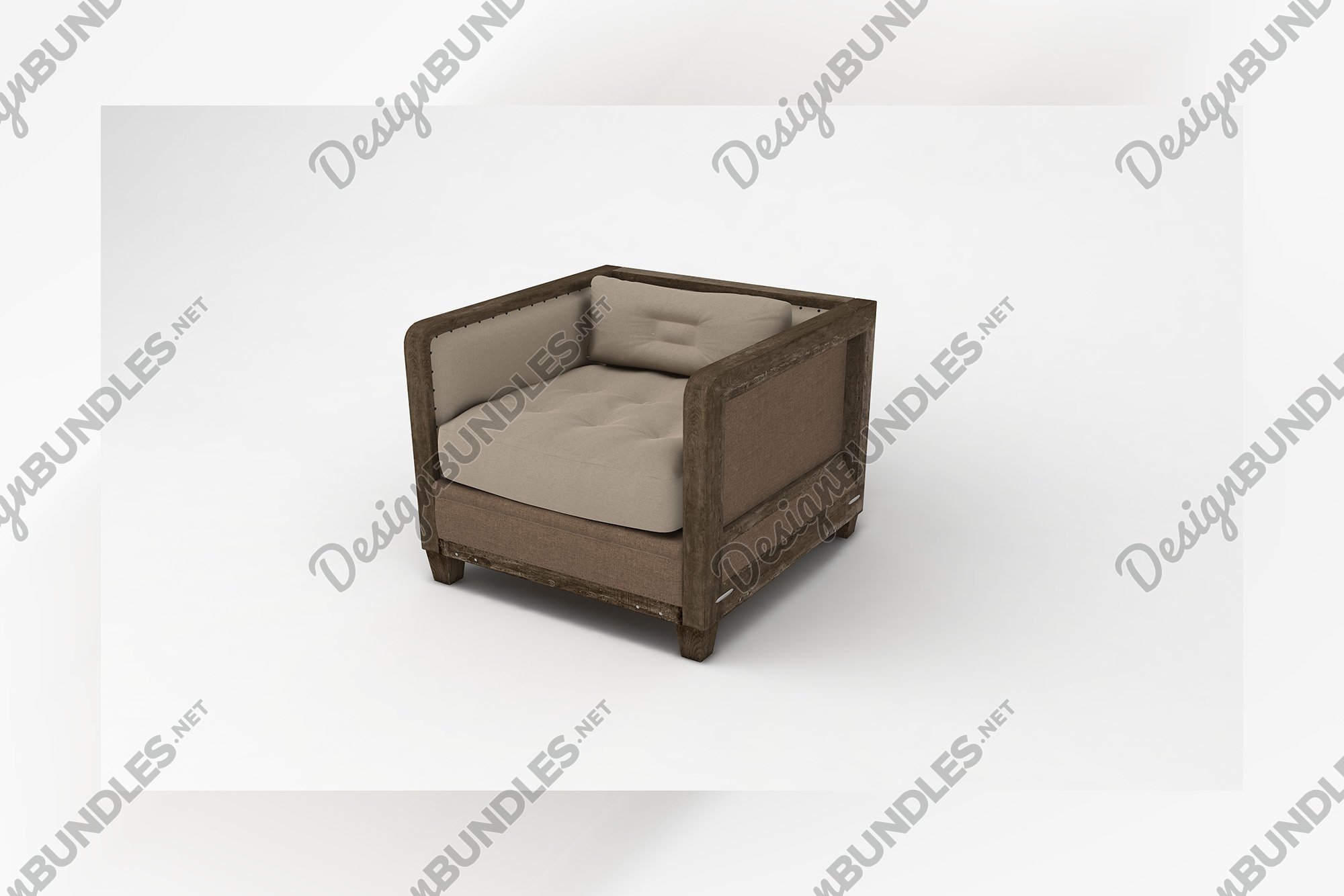 Vintage wooden sofa single seat side view furniture 3d (1059782 ...