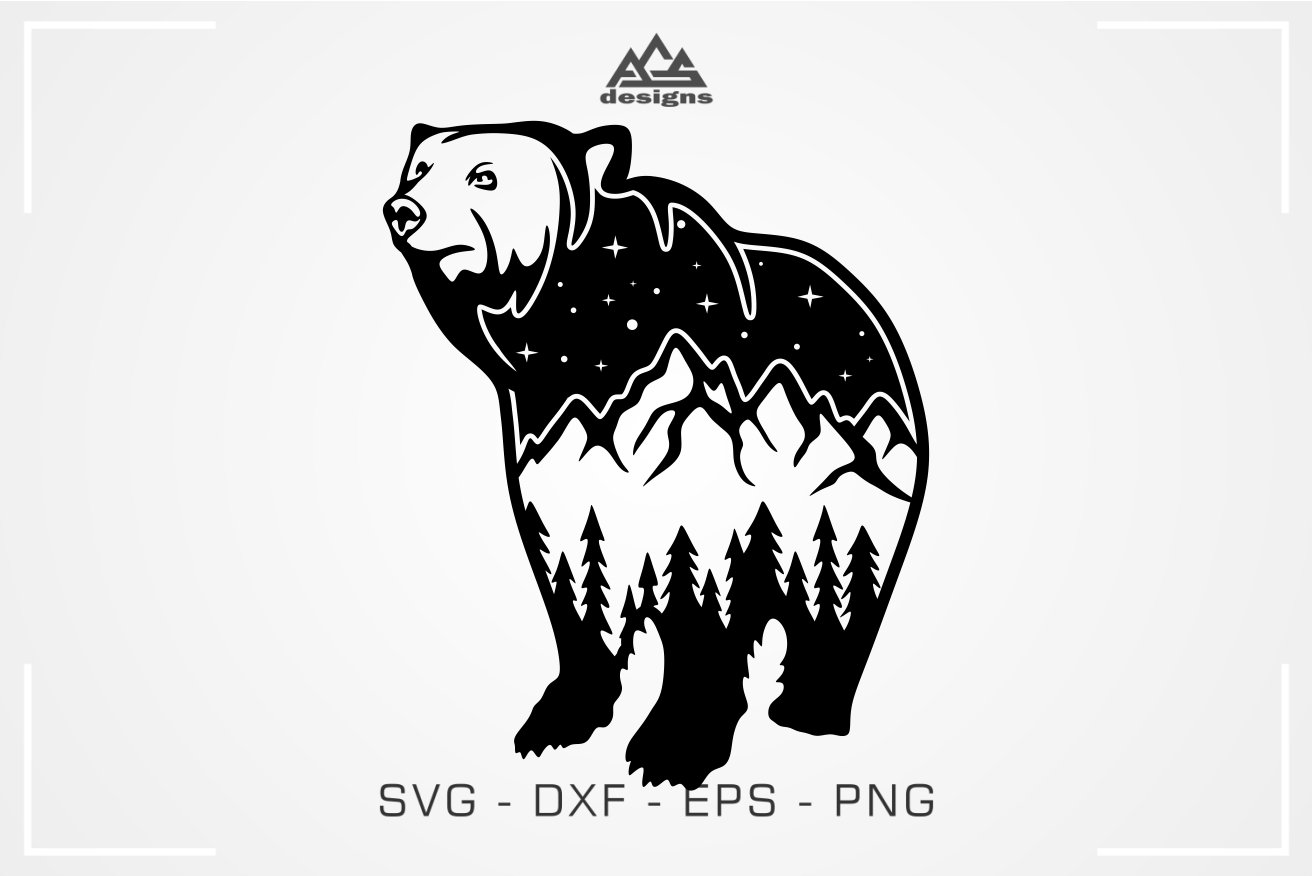 Bear Landscape Mountain Svg Design (373160) | SVGs | Design Bundles