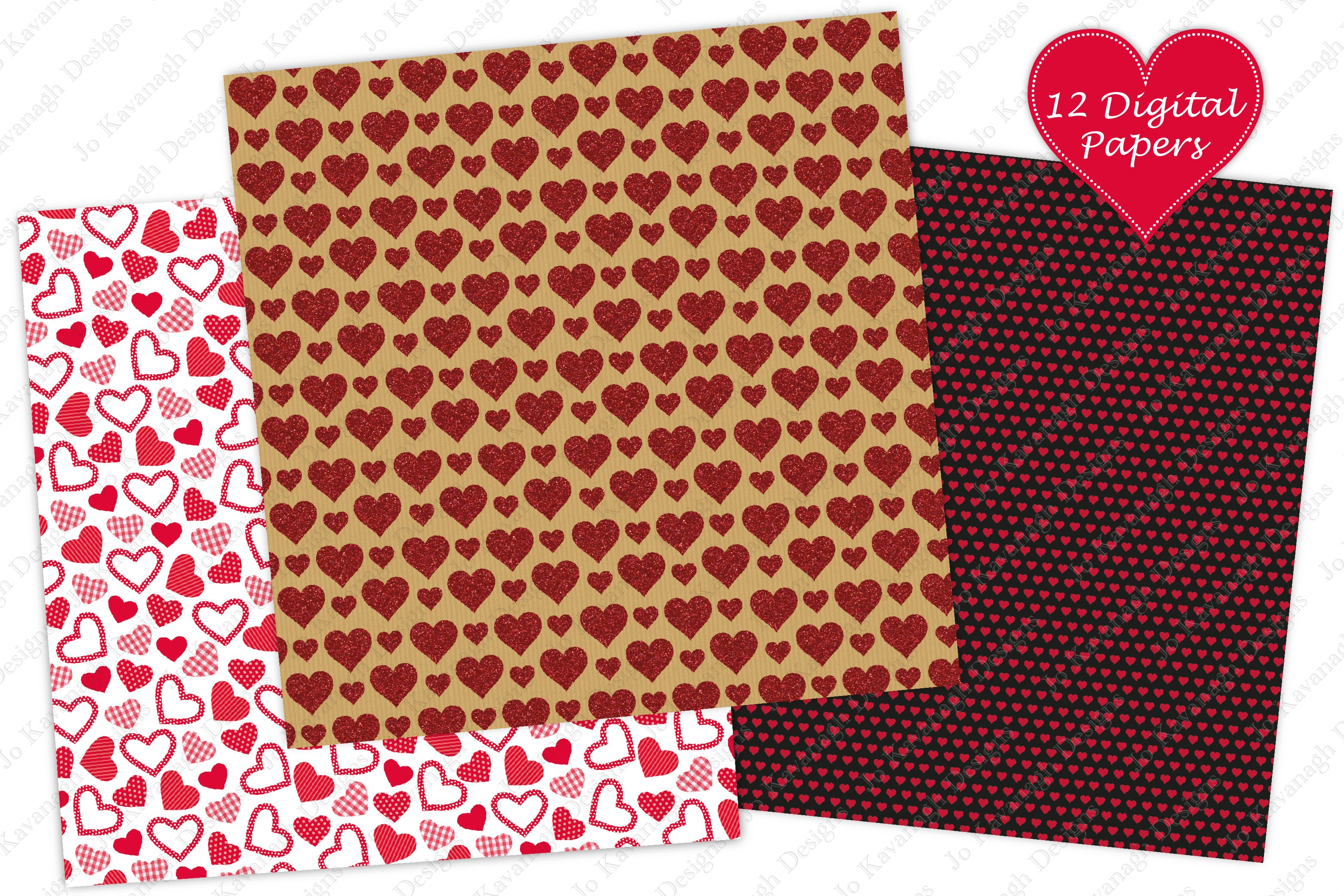 Valentine digital papers, Valentine patterns, Hearts (85497 ...
