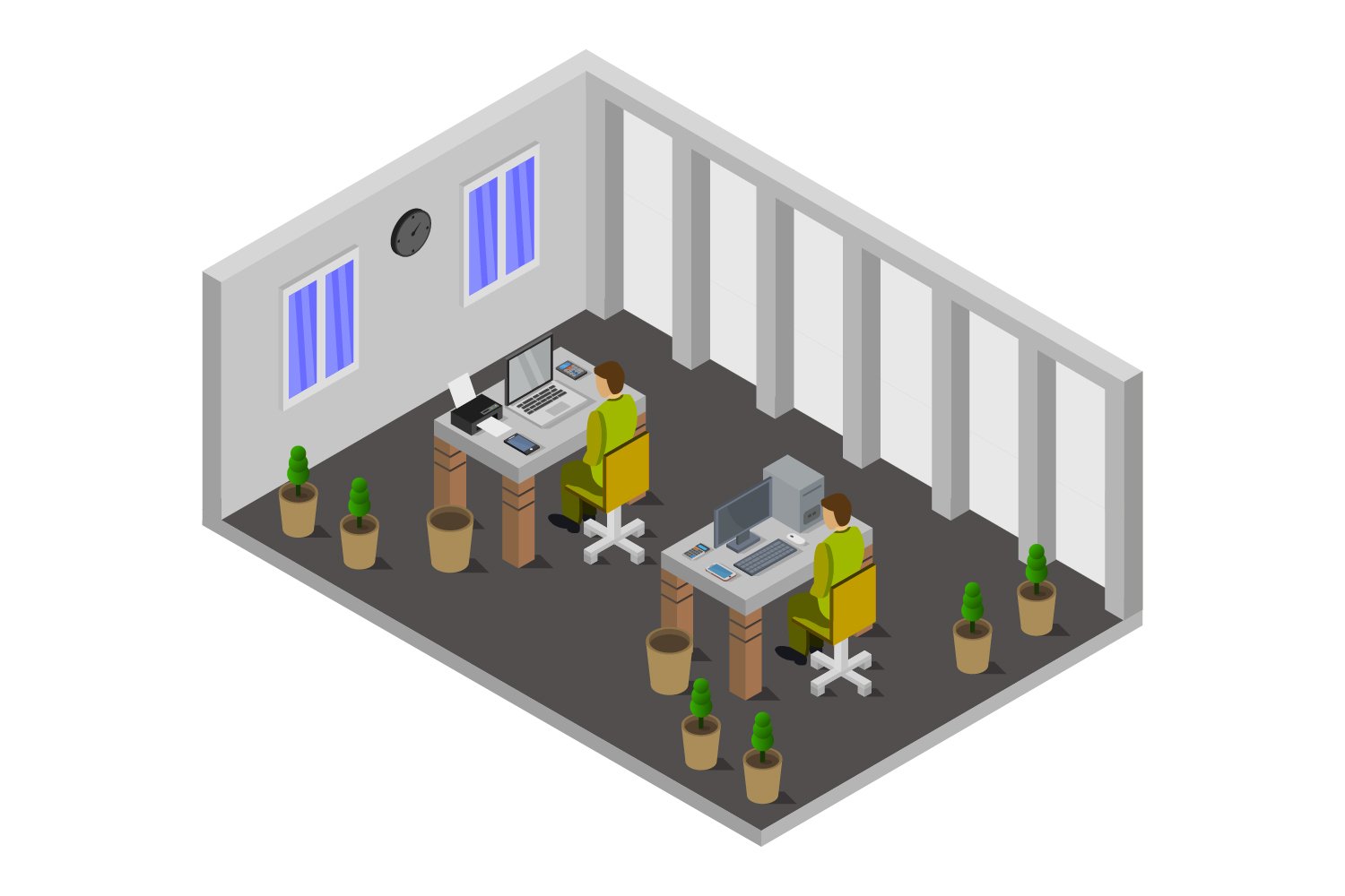 isometric office room (586424) | Icons | Design Bundles