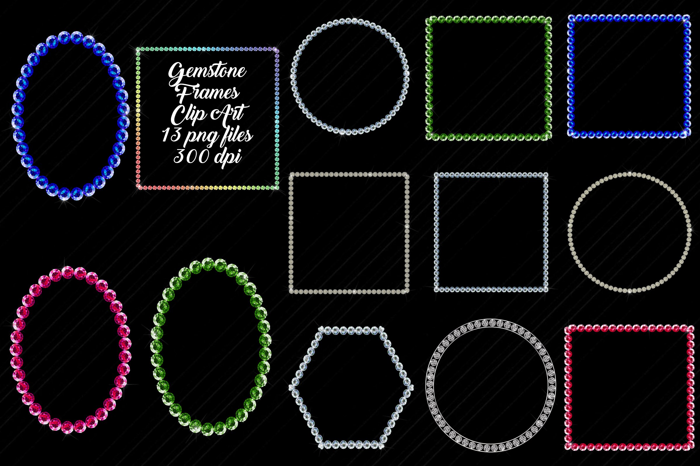 Gemstone/Diamonds Frames Clip Art (564398) | Illustrations | Design Bundles