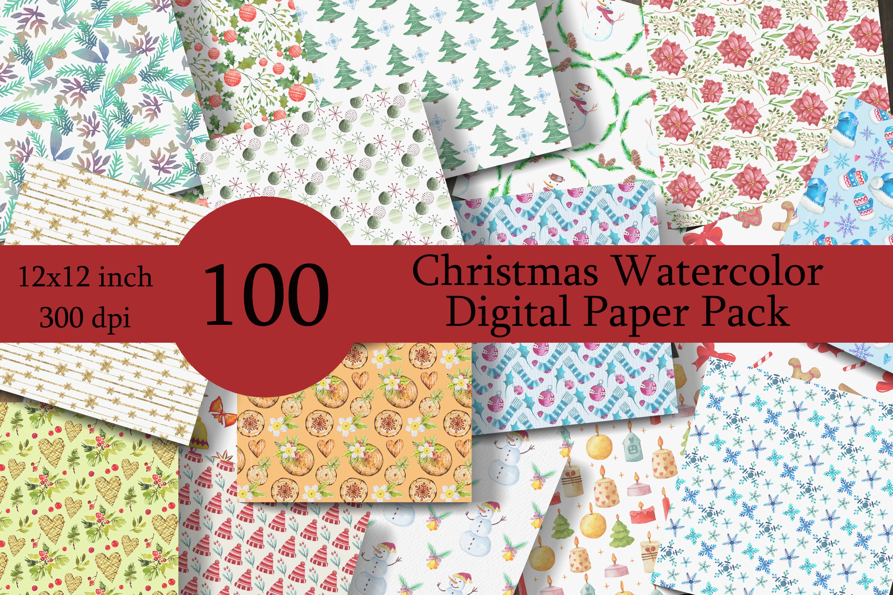 Christmas Digital Paper Pack (179291) | Printables | Design Bundles