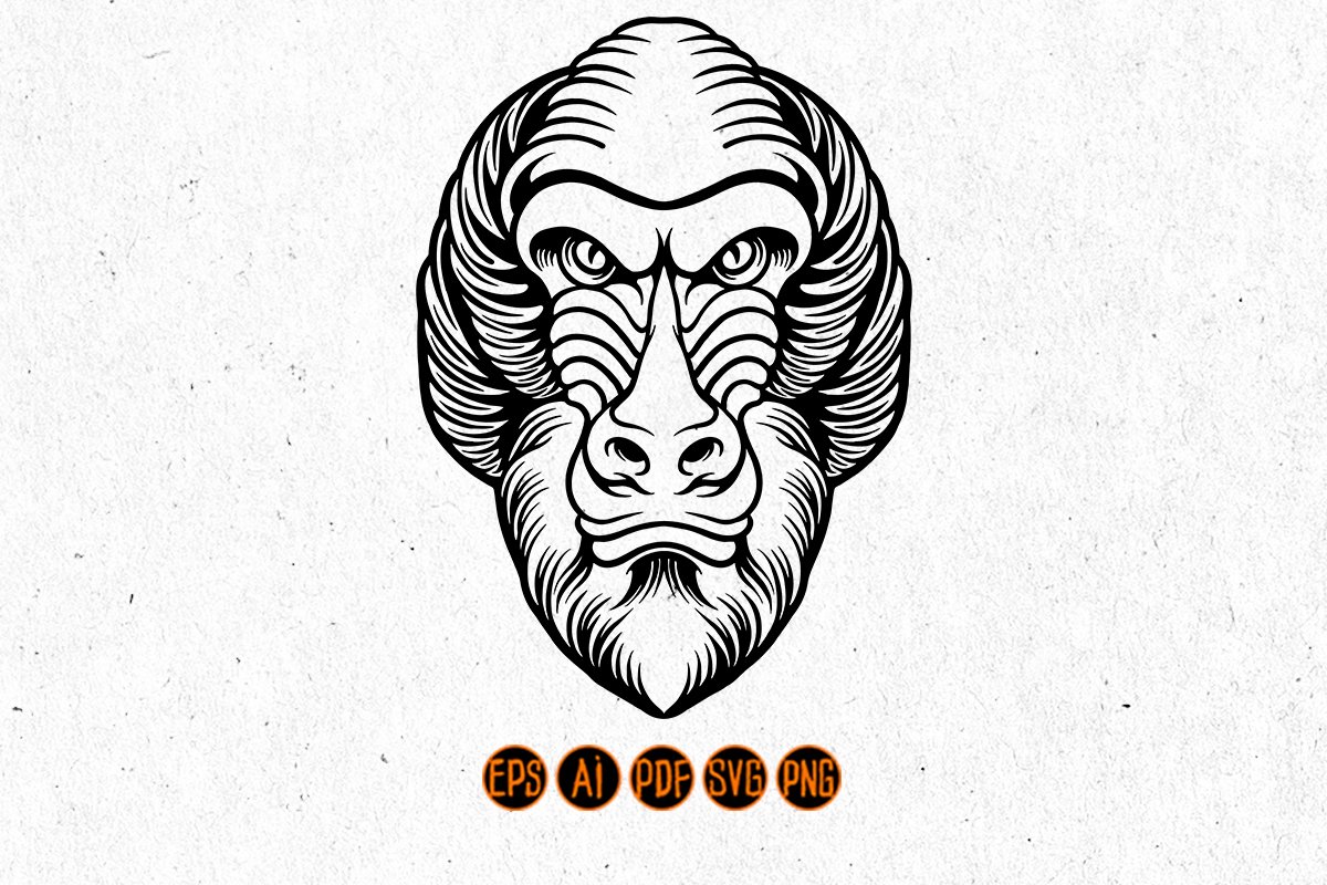 Wild baboon head mascot (1185792) | Sublimation | Design Bundles