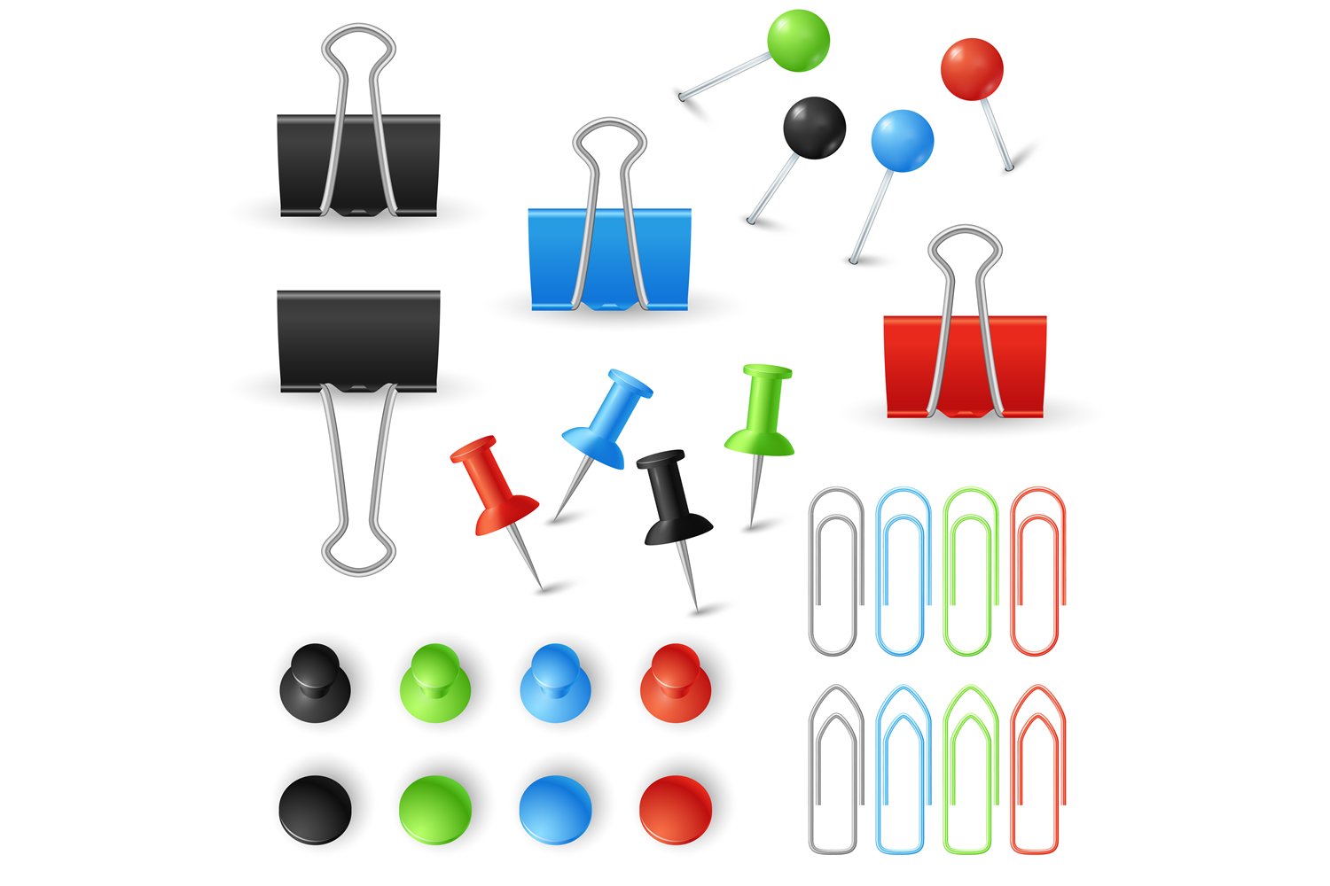 Paper clips, binders and pins vector set (780369) | Illustrations ...