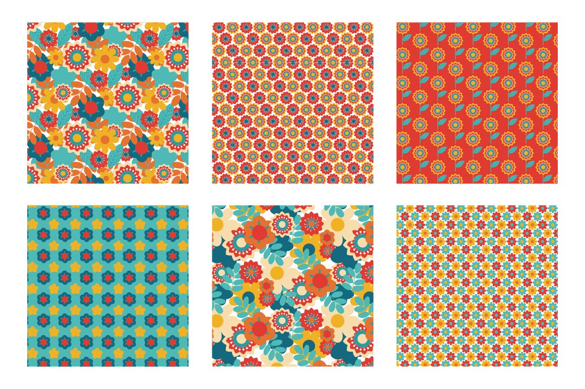 Flower power Pattern collection, vector ai, eps and