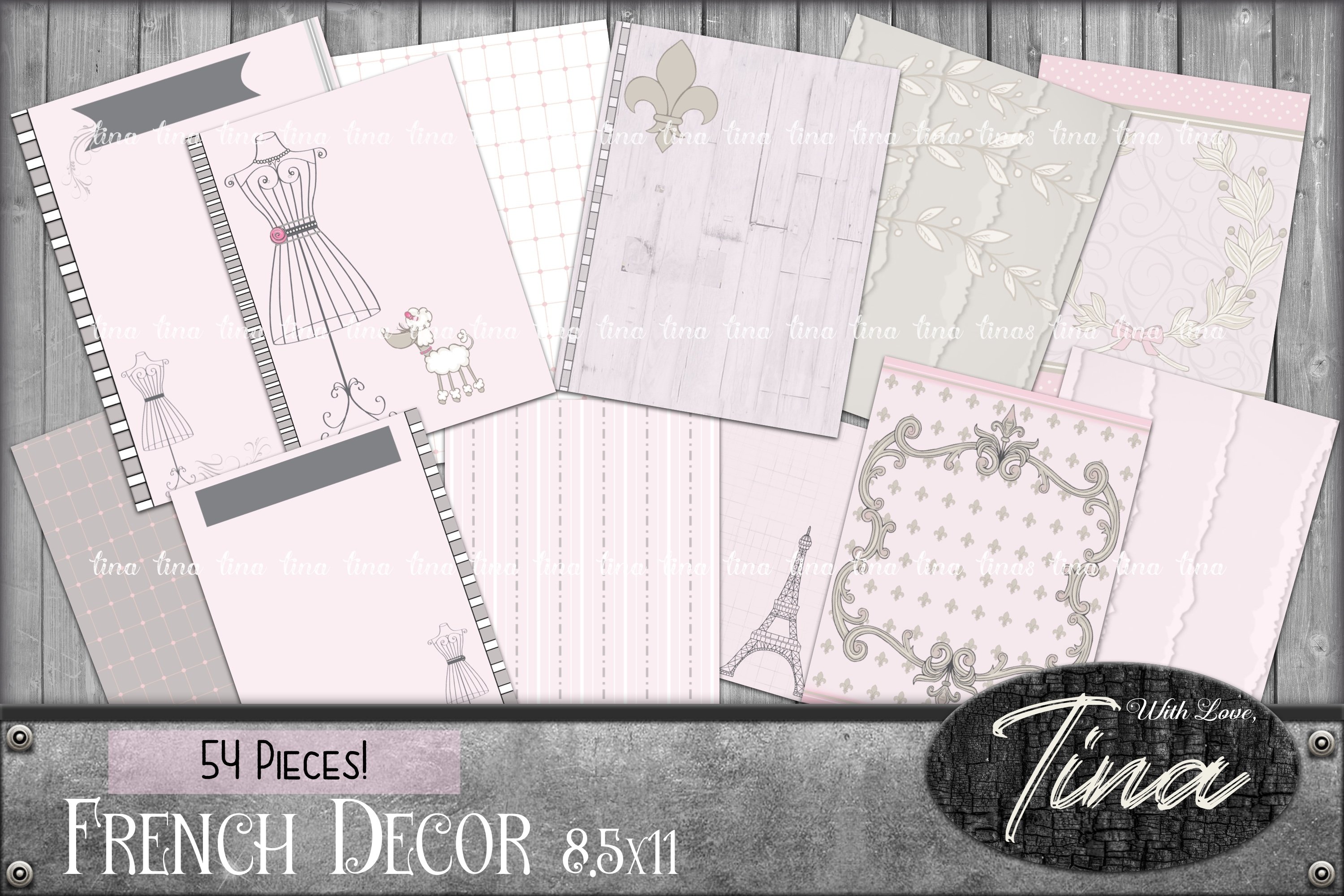 Romantic Pink French Collection (102954) | Papers | Design Bundles