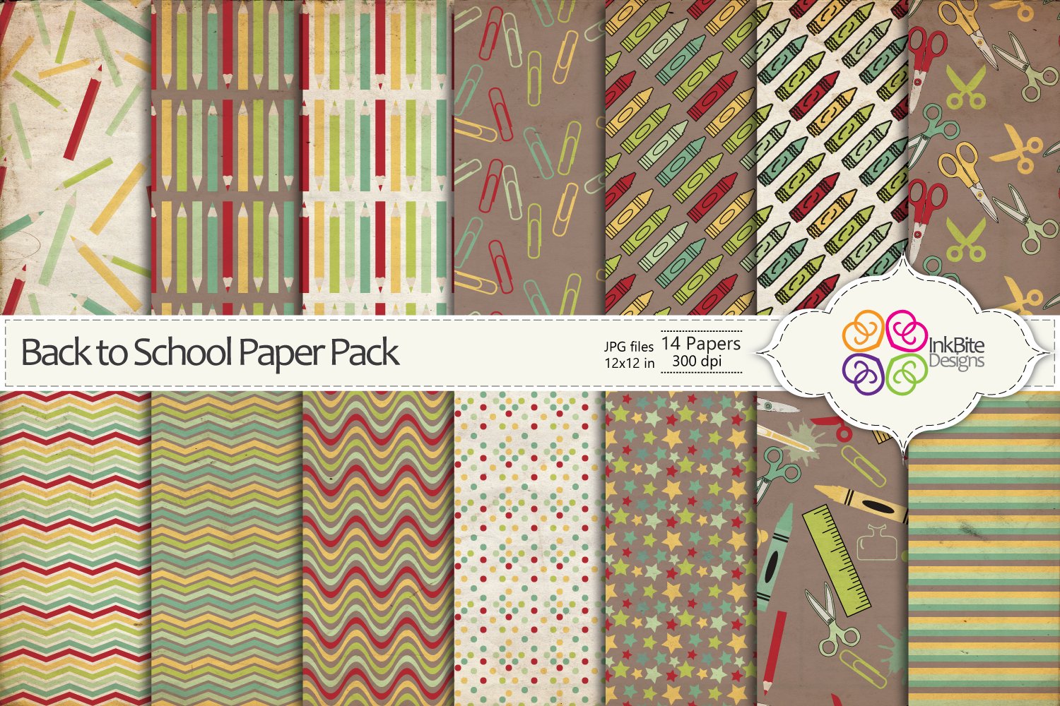 Back to School Paper Pack (101624) | Backgrounds | Design Bundles