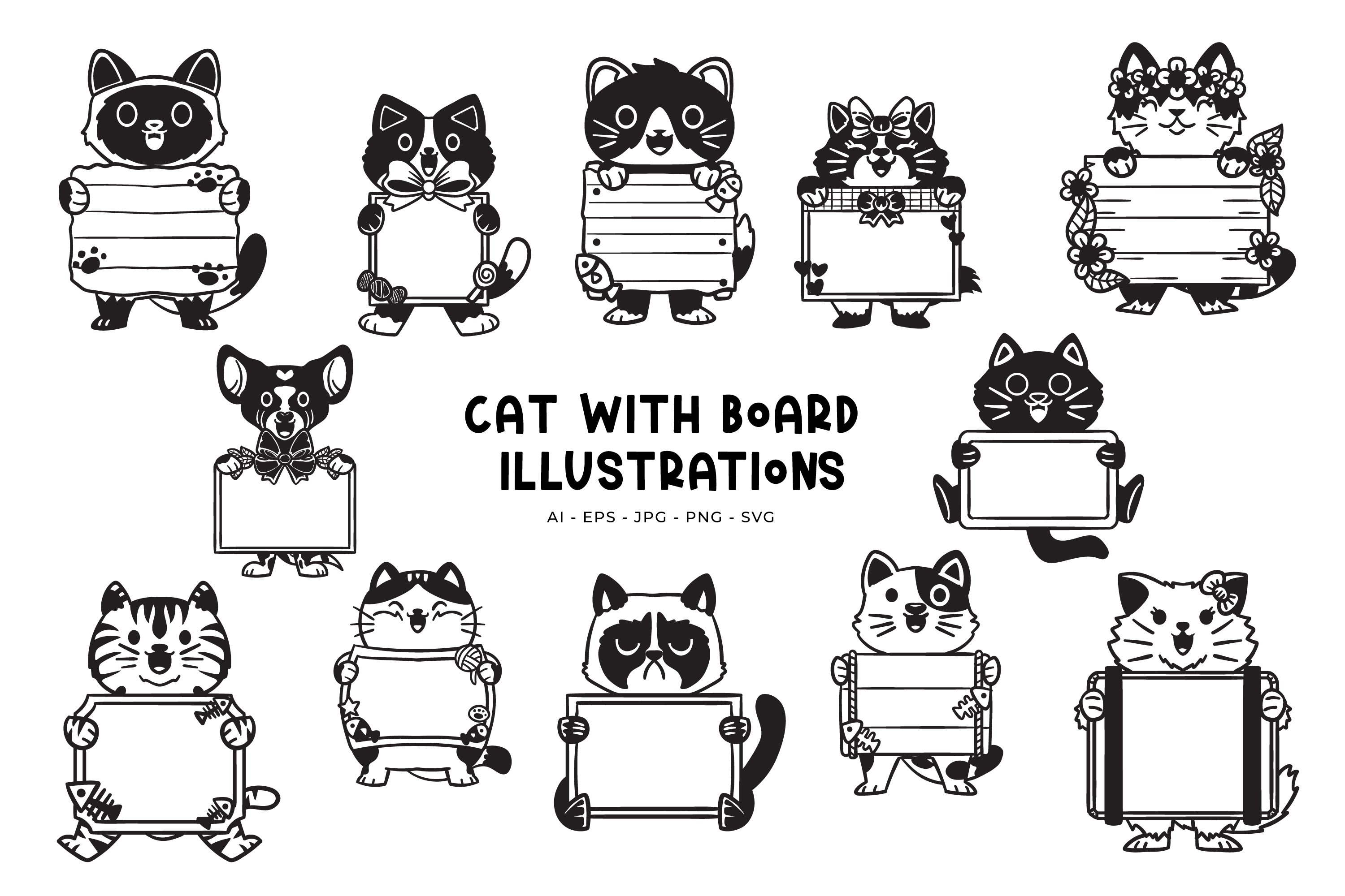 Cat With Board Illustrations