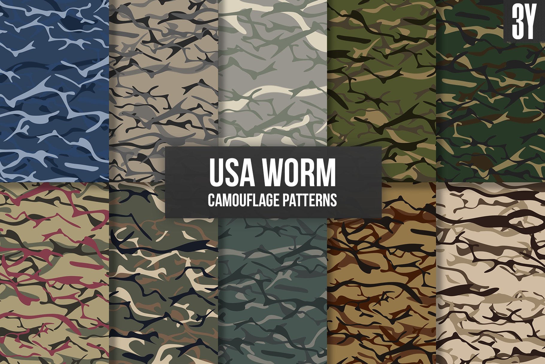 USA Worm Camouflage Patterns (557349) | Patterns | Design Bundles