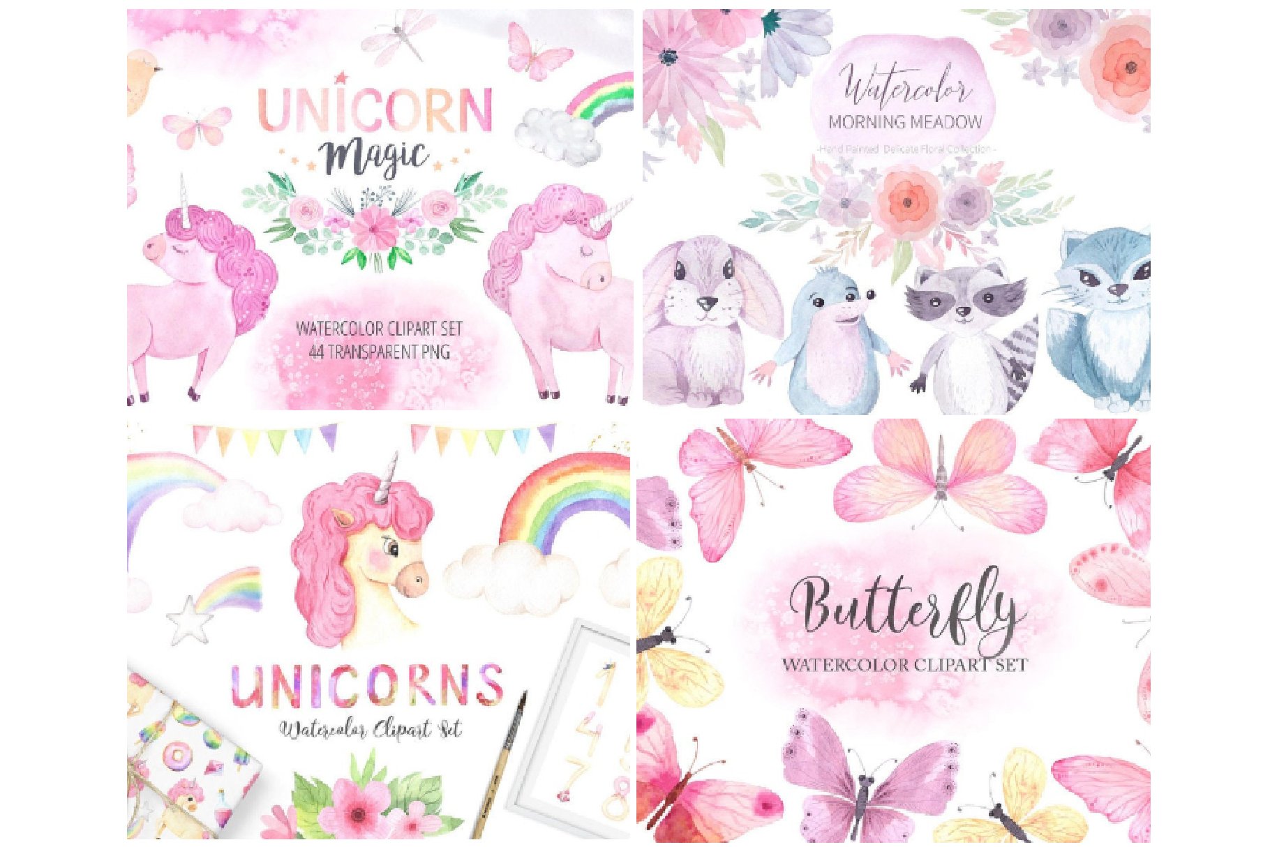 BUNDLE Watercolor Cute Animals (403190) | Illustrations | Design Bundles