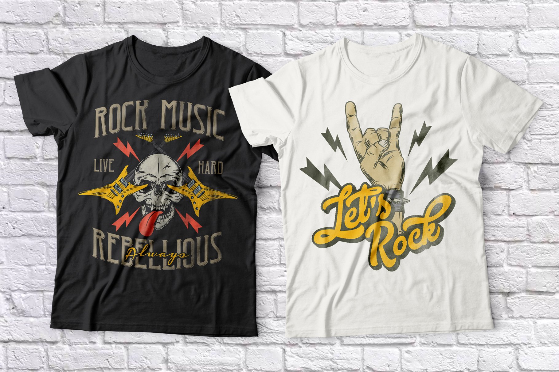 Rock Music T-shirts set (242132) | Illustrations | Design Bundles