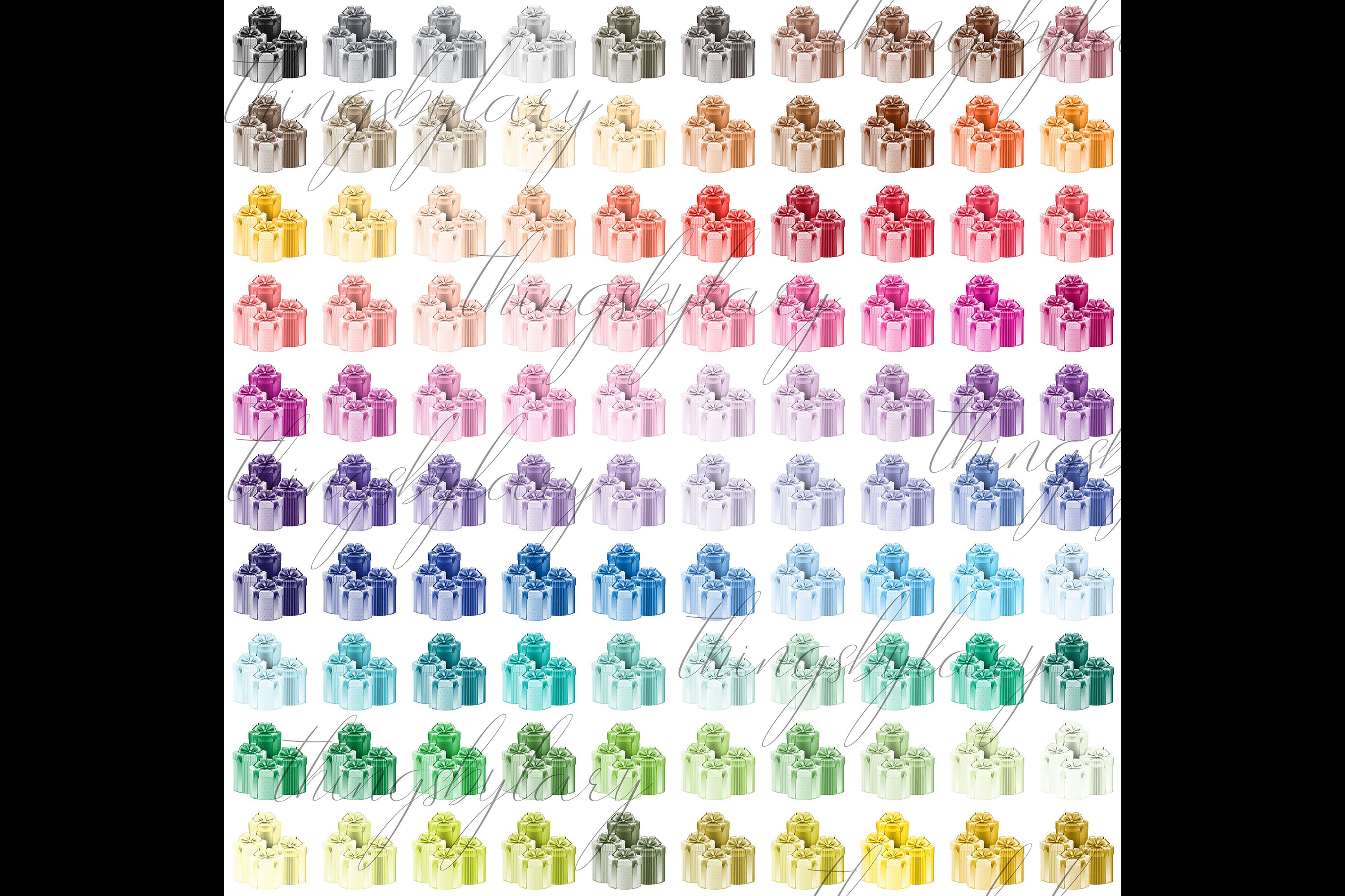 100 Luxury Gift Box Set Clip Arts, Valentine Love Wedding (135807 ...