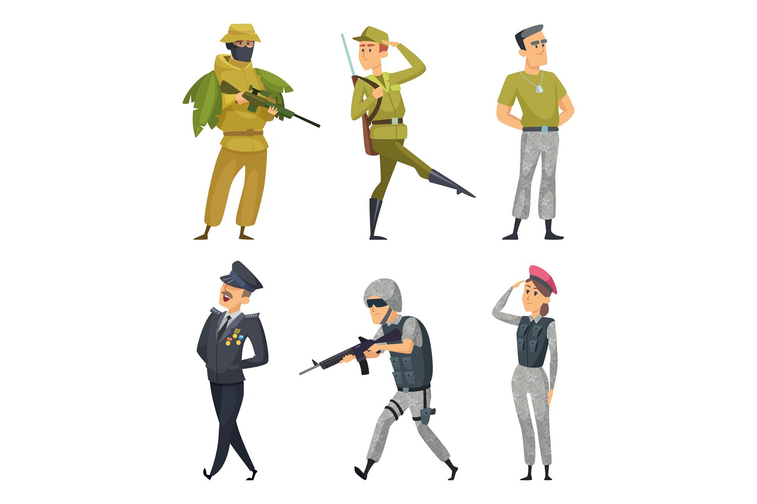Military characters. Army soldiers male and female (825593 ...