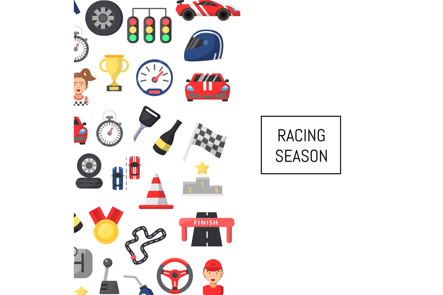 Vector flat car racing icons background with place for text (873515 ...